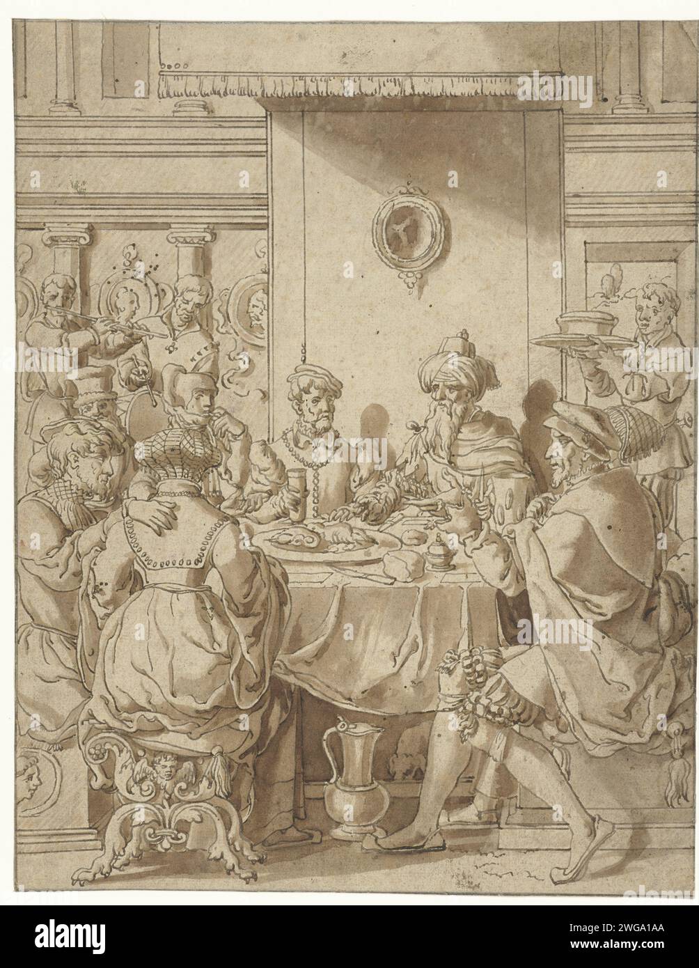 Meal of Esther and Ahasverus, Jan Swart van Groningen, 1530 - 1540 ...