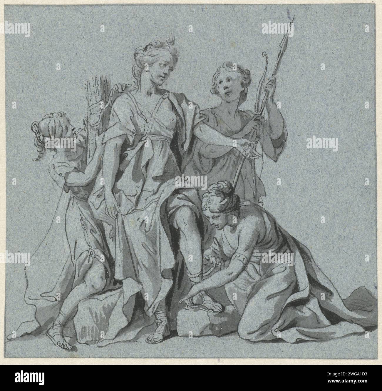 Diana is equipped by her nymphs for hunting, Anonymous, 1700 - 1800 ...
