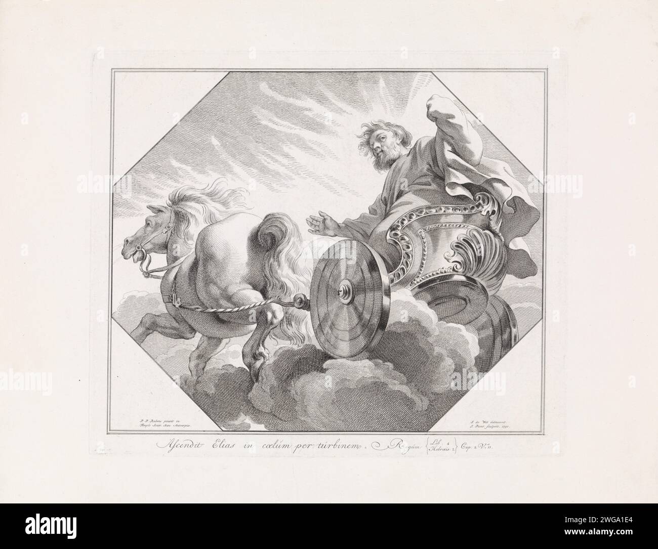 Ascension of Elia, Jan Punt, after Jacob de Wit, after Peter Paul ...