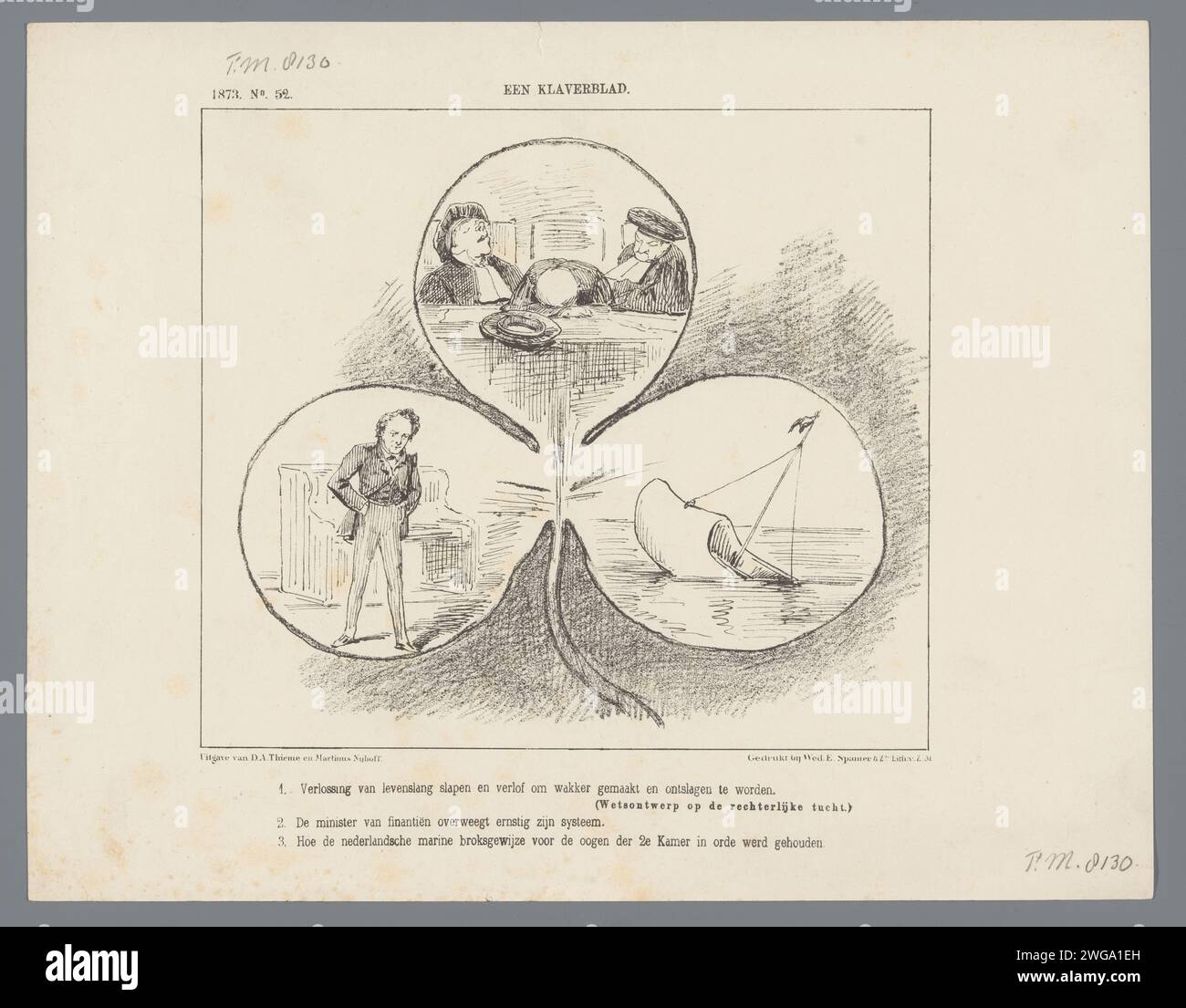 Cartoon with sleeping judges and the ministers of Delden and Brocx ...