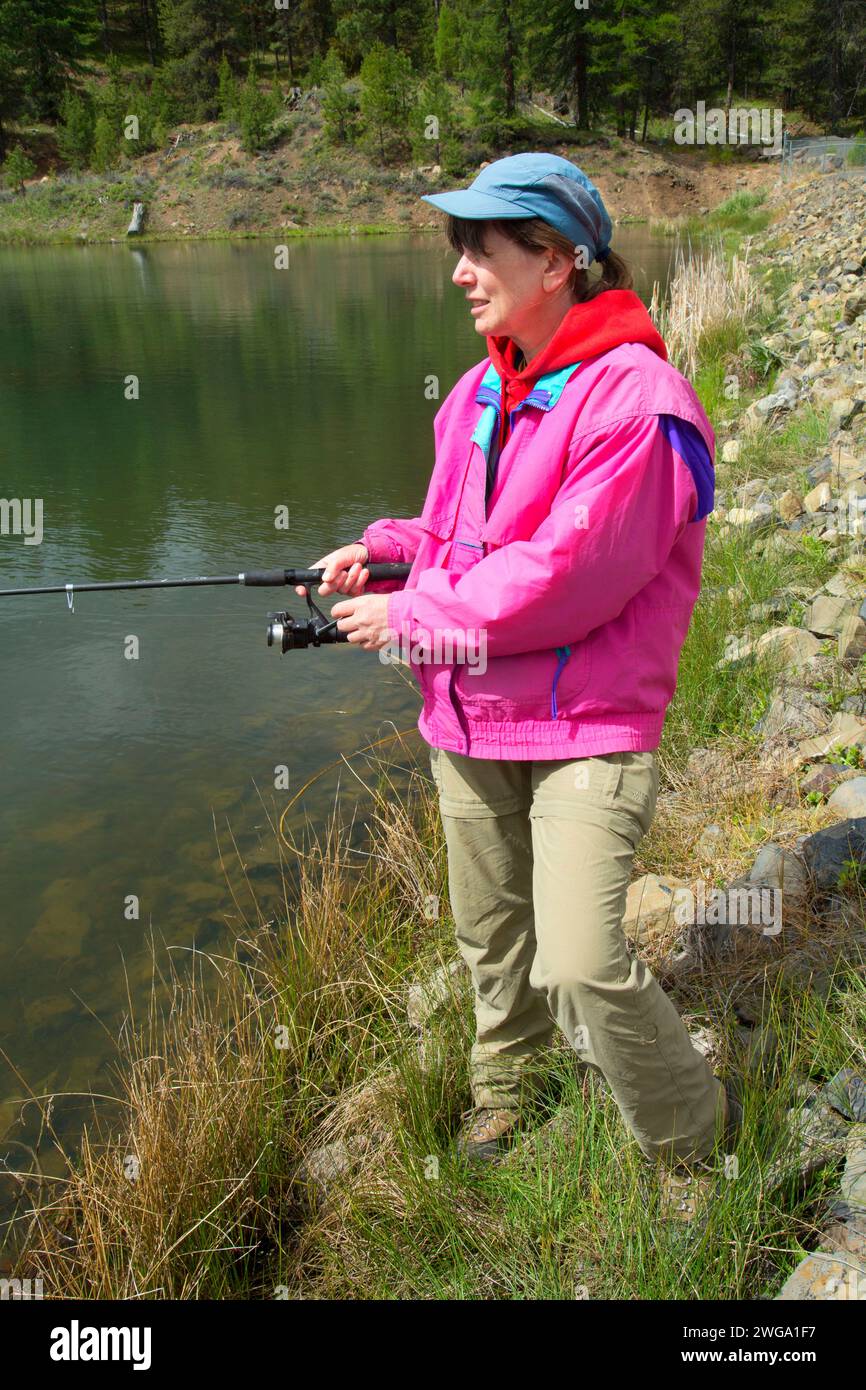 Fishing on Bates Pond, Bates State Park, Oregon Stock Photo - Alamy