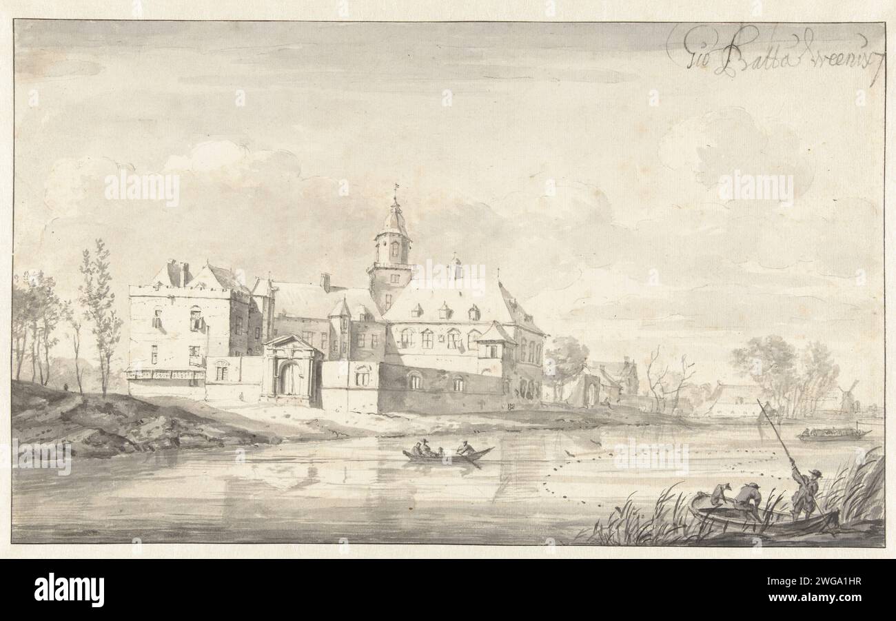 View of the Nijenrode Castle, Jan Baptist Weenix, 1631 - 1660 drawing ...