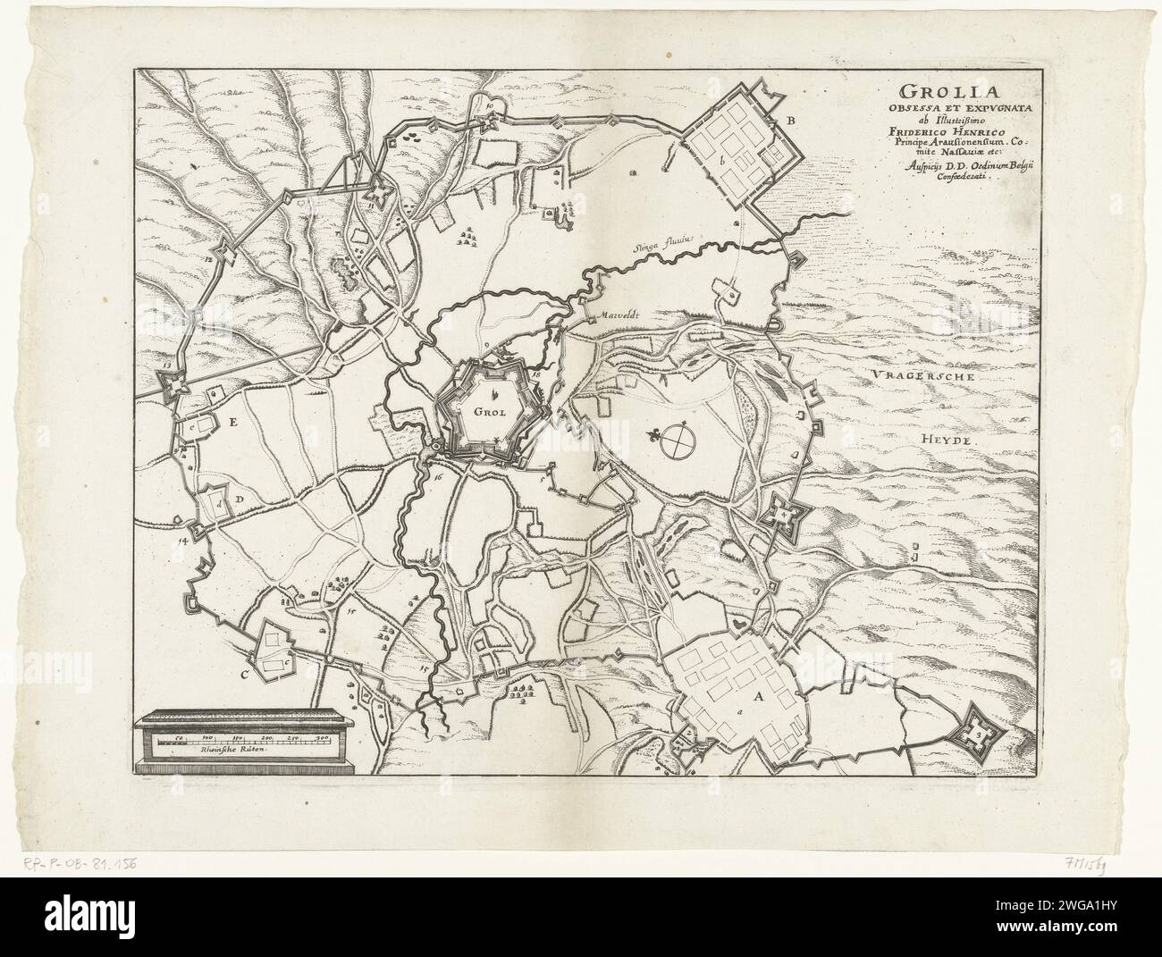 Siege of Grol, 1627, 1649 - 1699 print Map of the siege of Groenlo ...