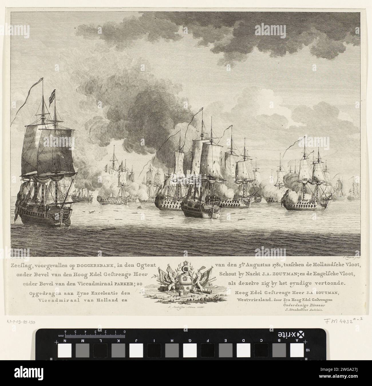 Sea battle at Doggersbank, 1781, Cornelis Bogerts, After Isaac Ouwater ...