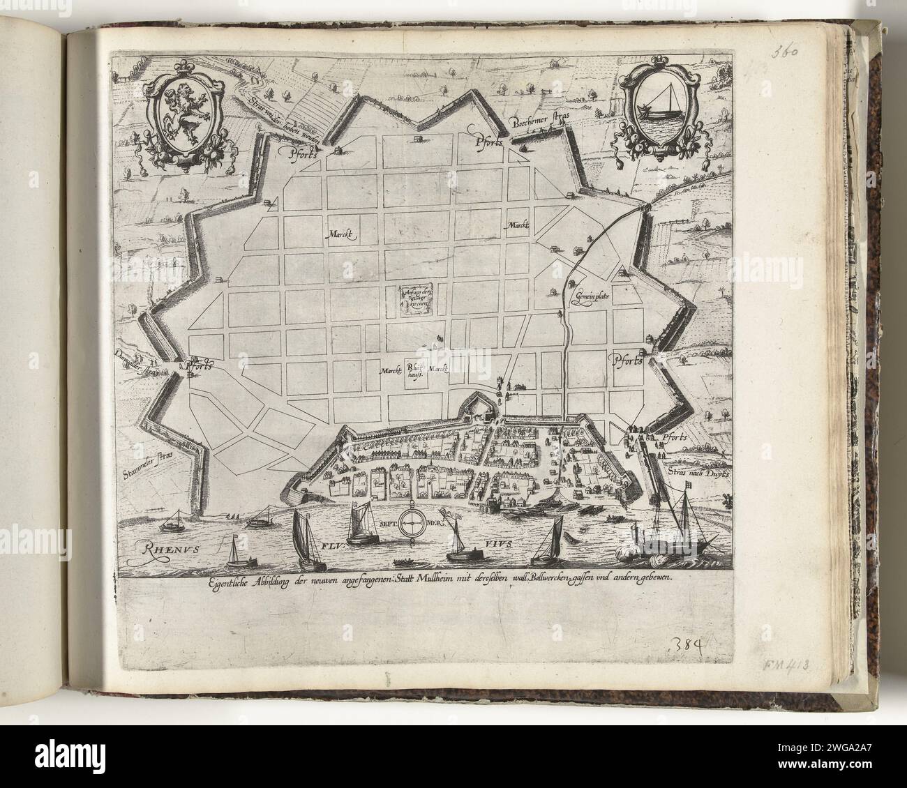 Map for Mülheim am Rhein, ca. 1613, 1613 - 1615 print Map for the new ...