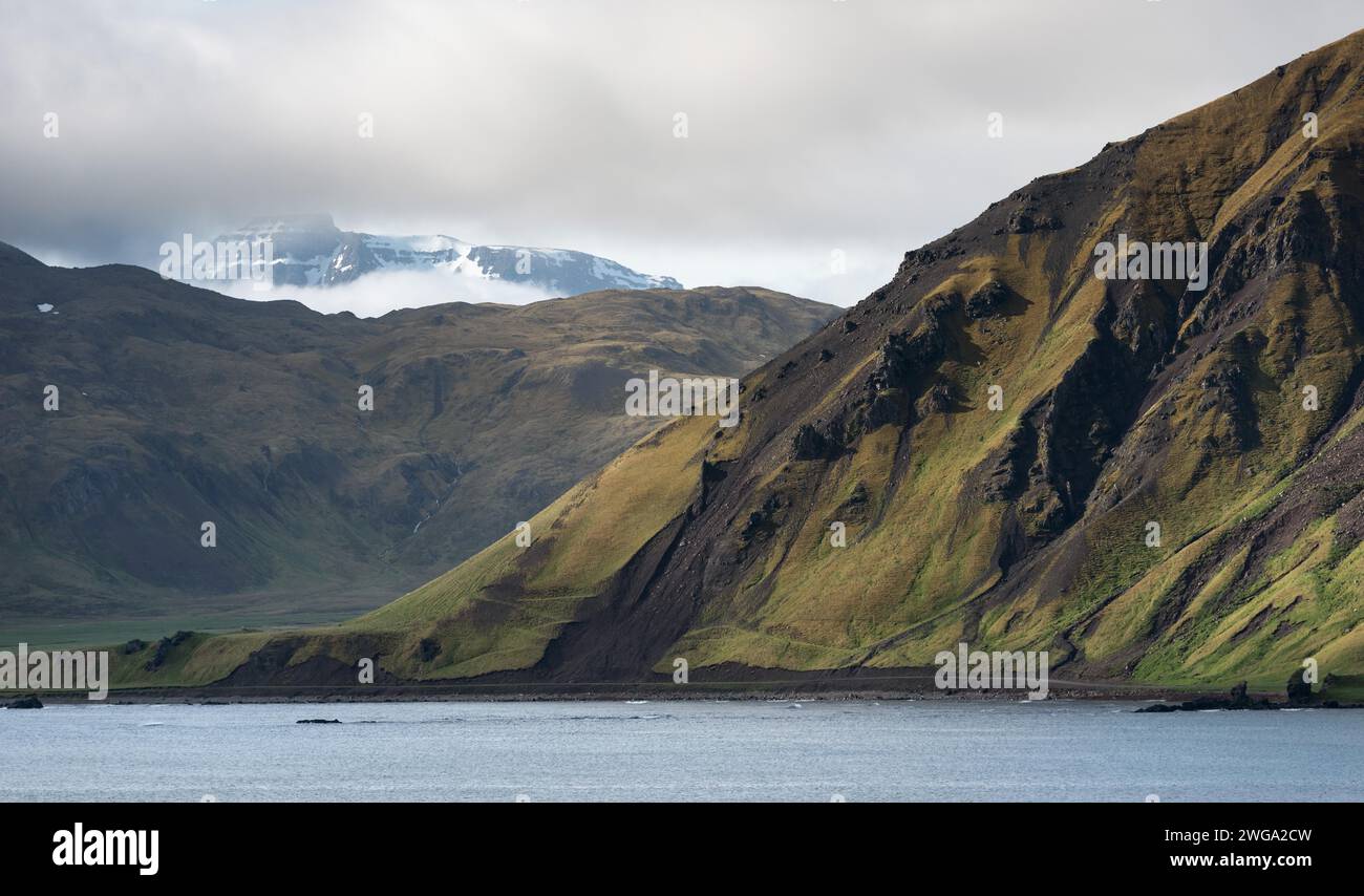 Coastal landscape, Reykjarfjoerour, Strandir, Arnes, Westfjords ...