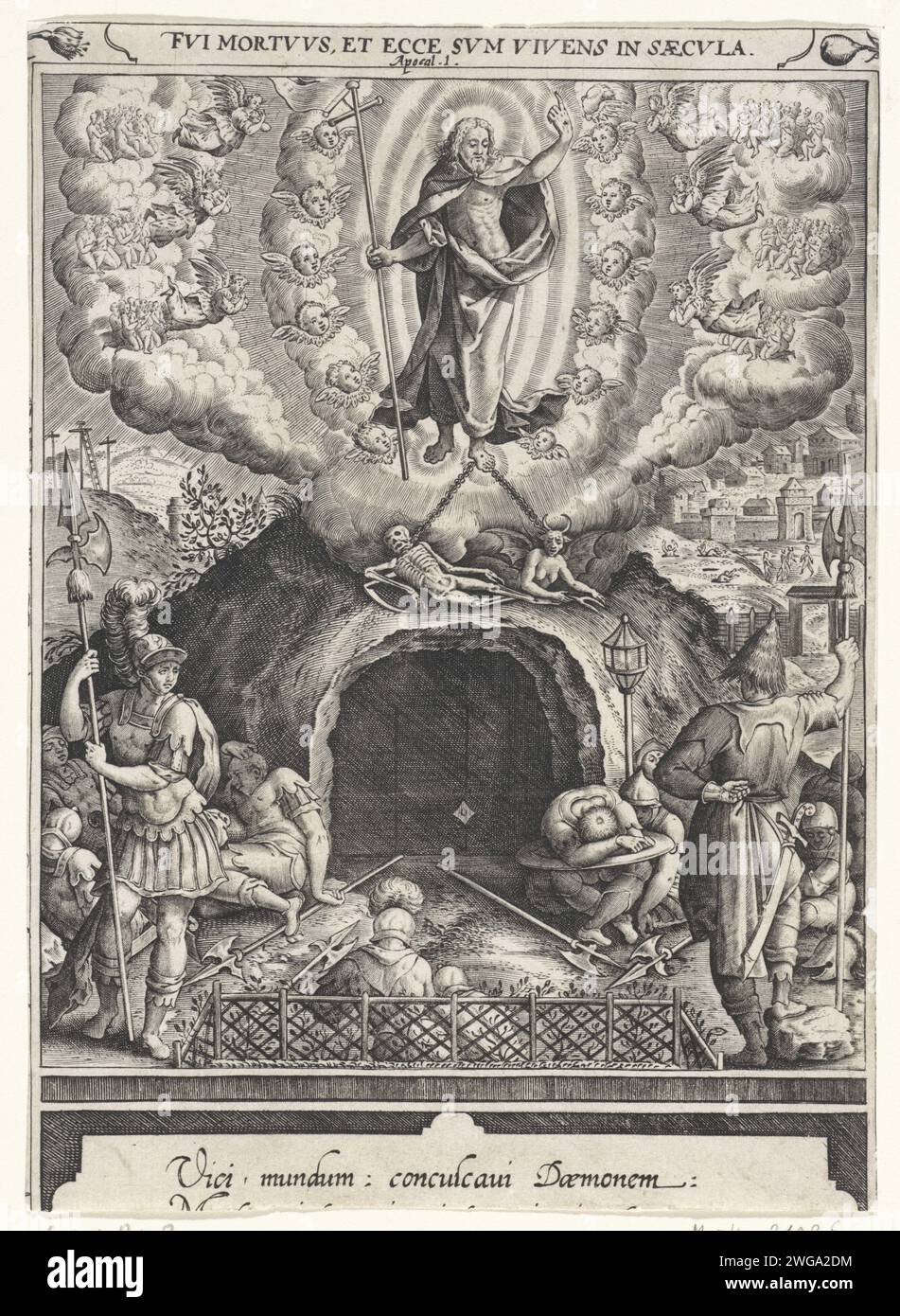 Resurrection of Christ, Anonymous, After Hieronymus Wierix, 1593 - 1643 print Christ rises from ...