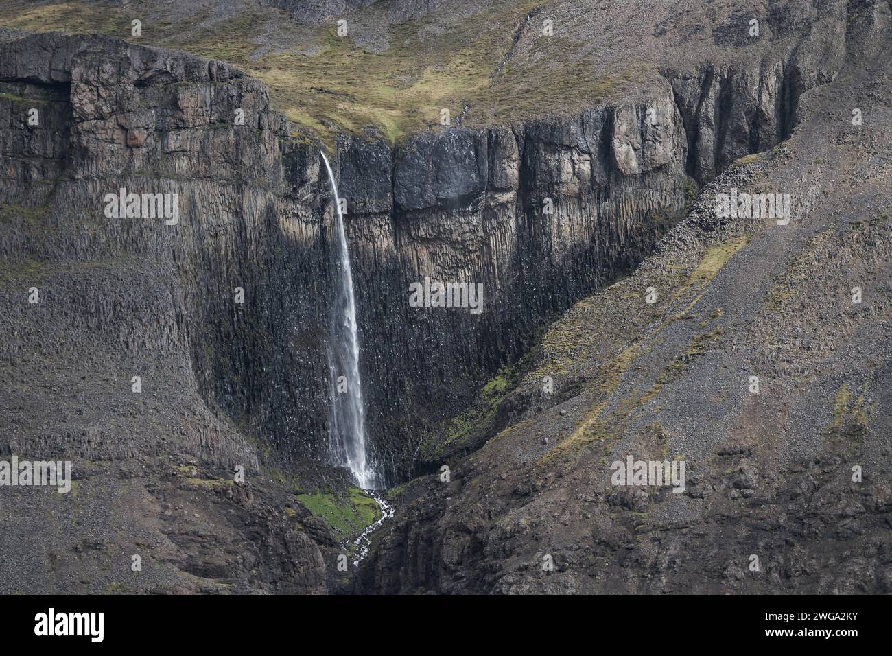Basalt columns, Hvammsfoss waterfall, Vatnsdalur, Iceland Stock Photo ...