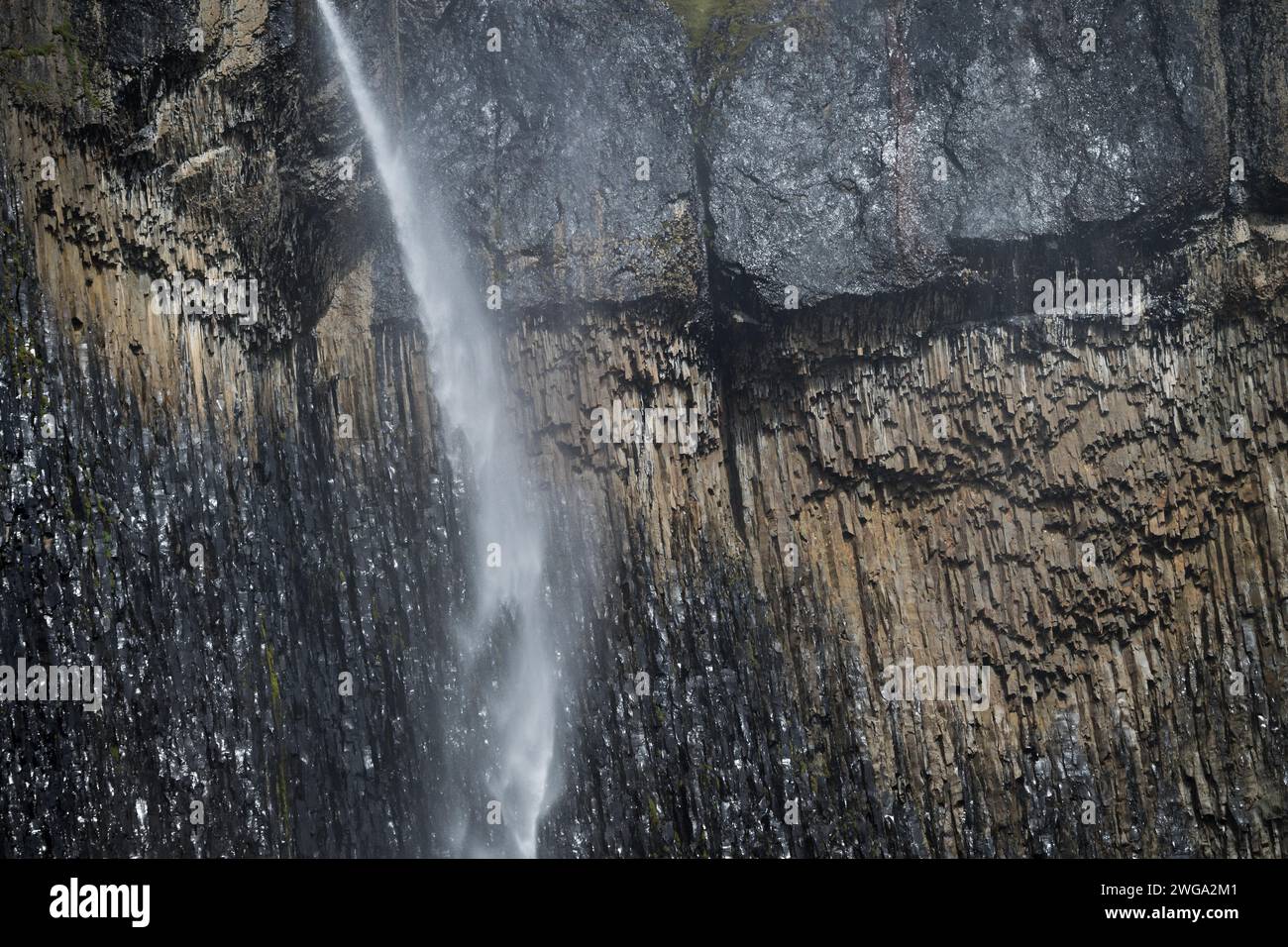 Basalt columns, Hvammsfoss waterfall, Vatnsdalur, Iceland Stock Photo ...