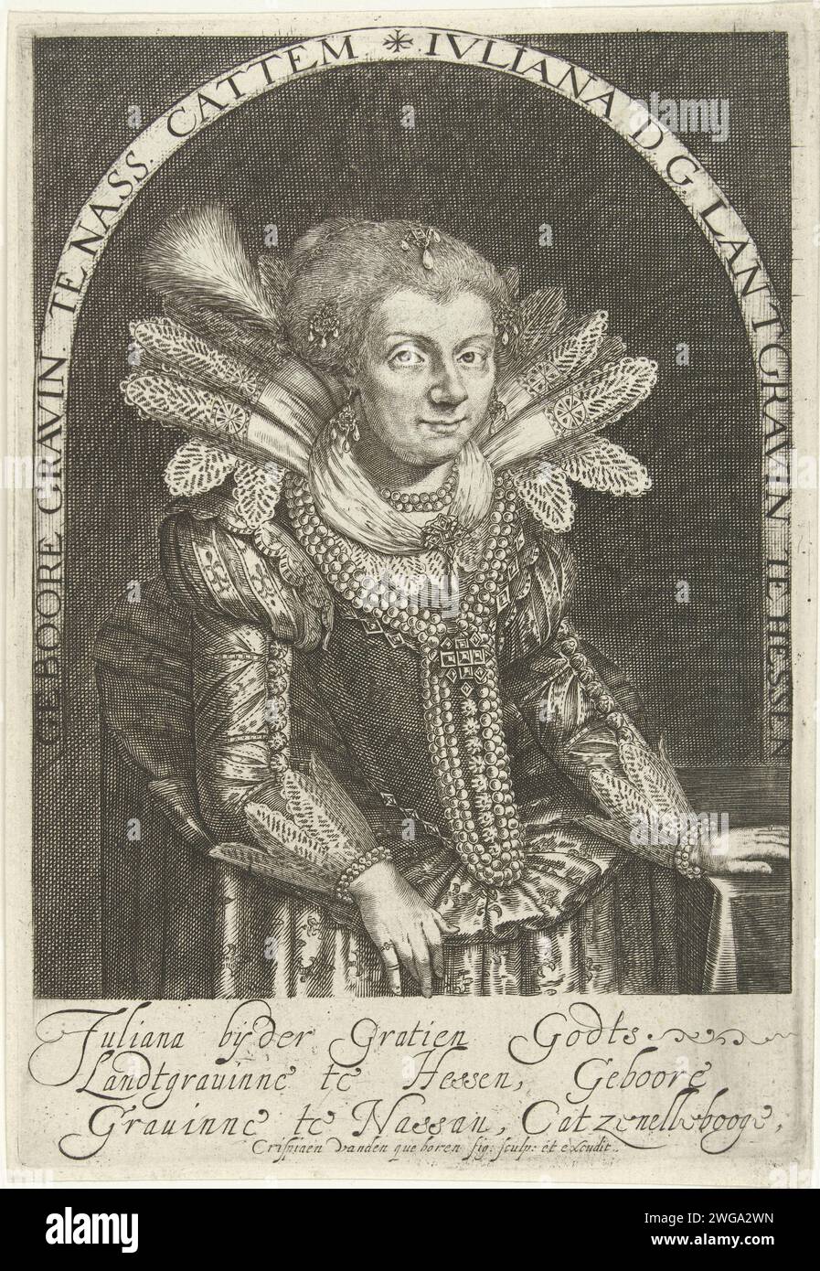 Portrait of Juliana, Countess of Nassau-Siegen, Crispijn van den ...