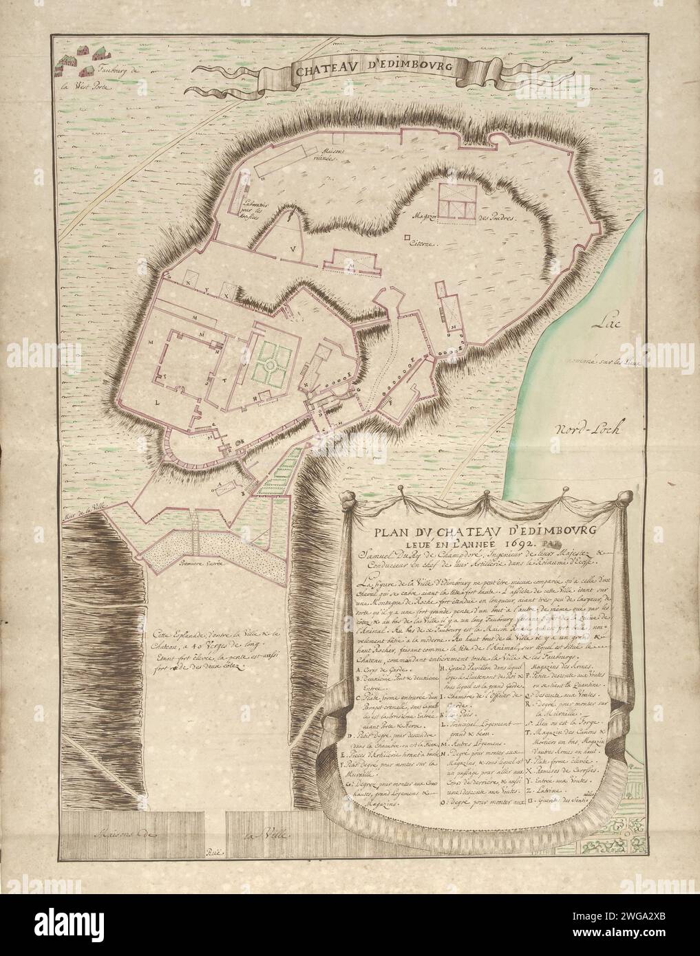 Map of the Castle of Edinburgh, 1692, 1692 drawing Map of the castle of ...