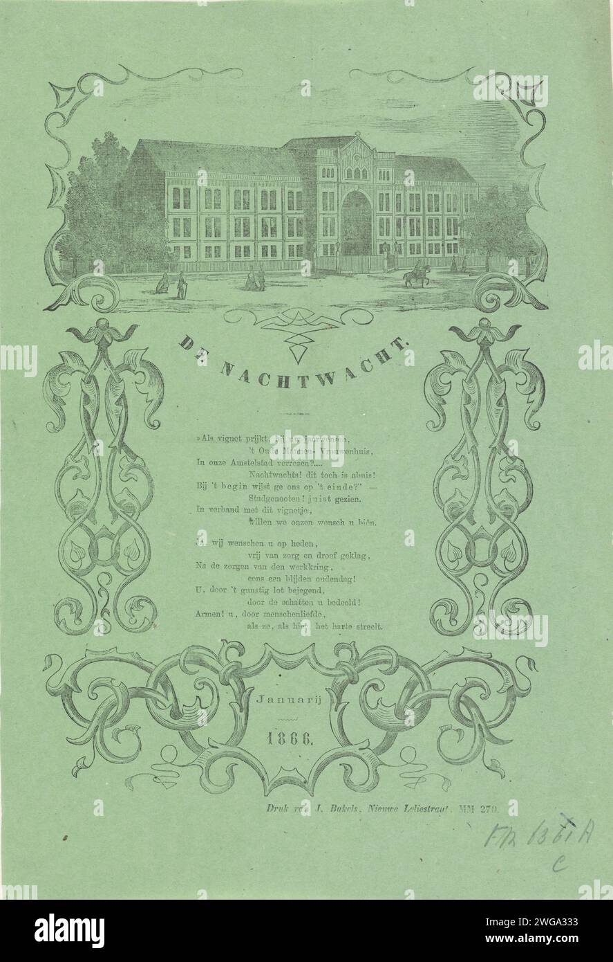 New Year's wish from the Amsterdam Night Watch for the year 1866 ...