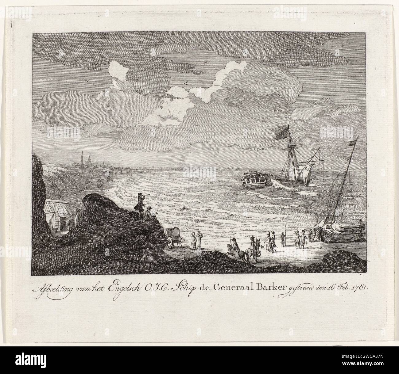 Stranding of the General Barker near Zandvoort, 1781, Anonymous, 1781 ...