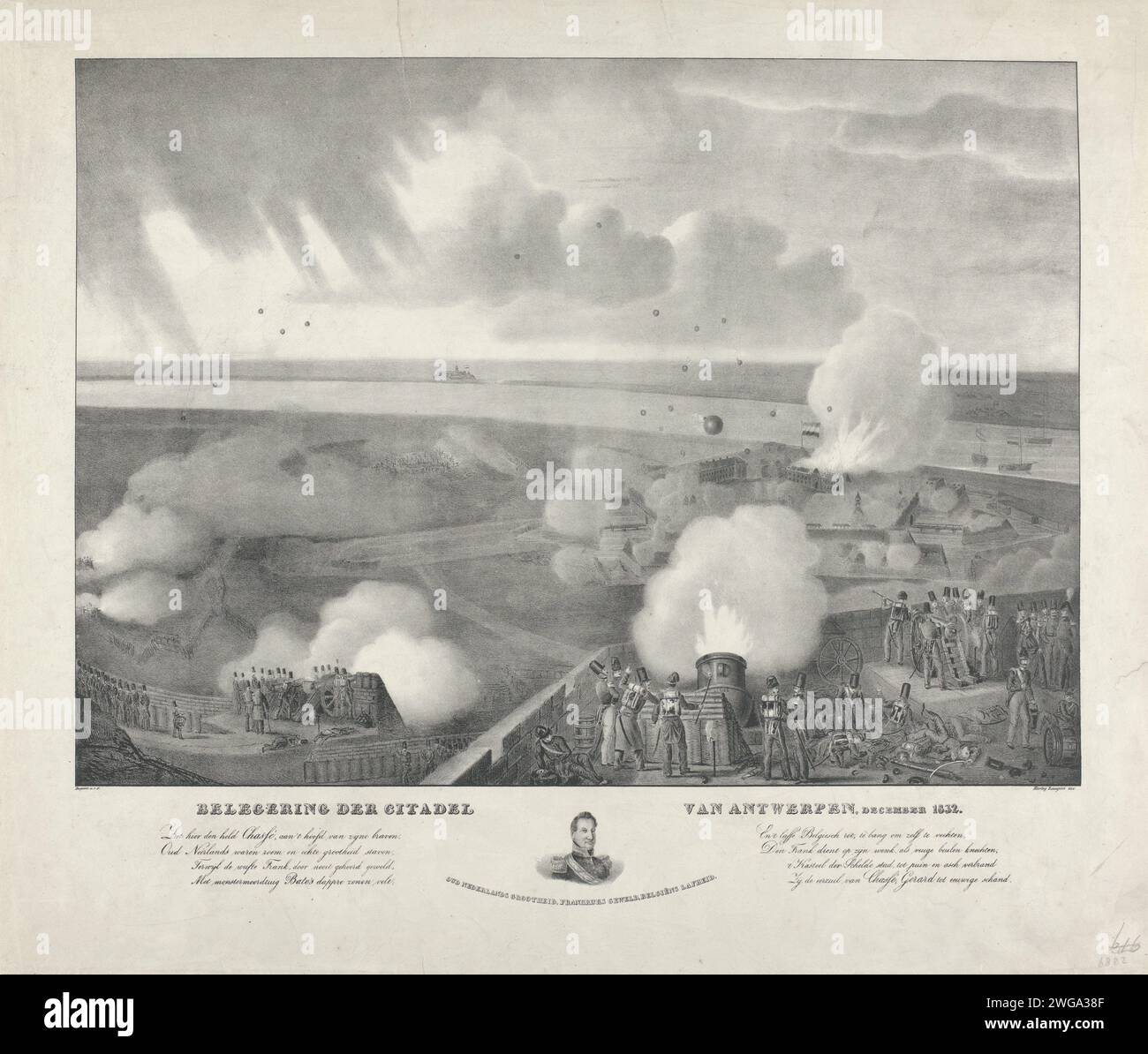 Siege of Citadel of Antwerp, December 1832, 1832 - 1833 print The ...