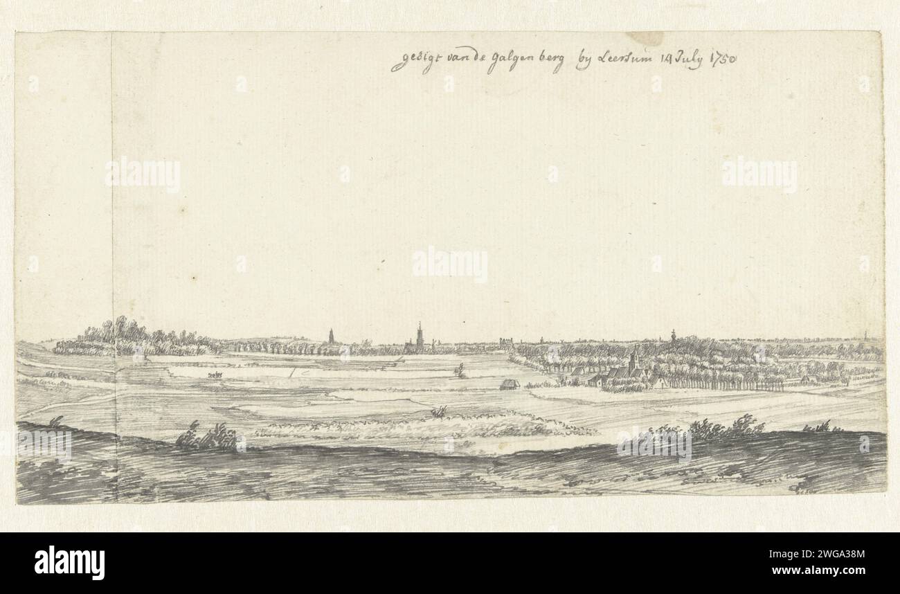 View of Leersum, Jan de Beijer, 1750 drawing paper. ink pen prospect of ...