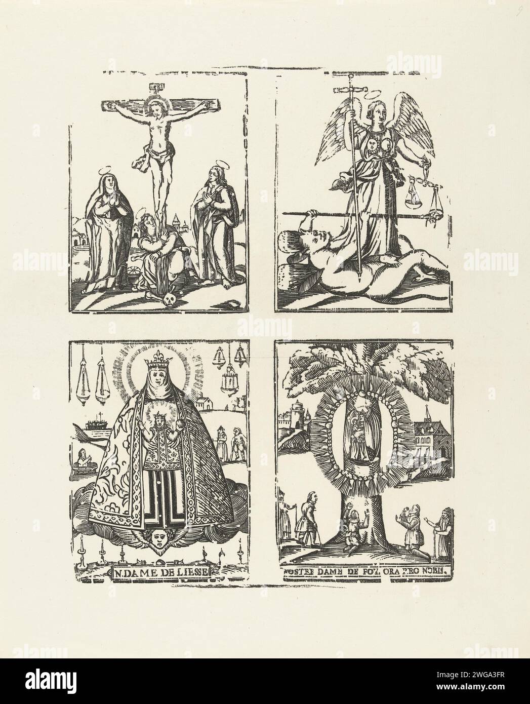 Four devotion images, 1860 - 1865 print Leaf with four devotite scenes ...
