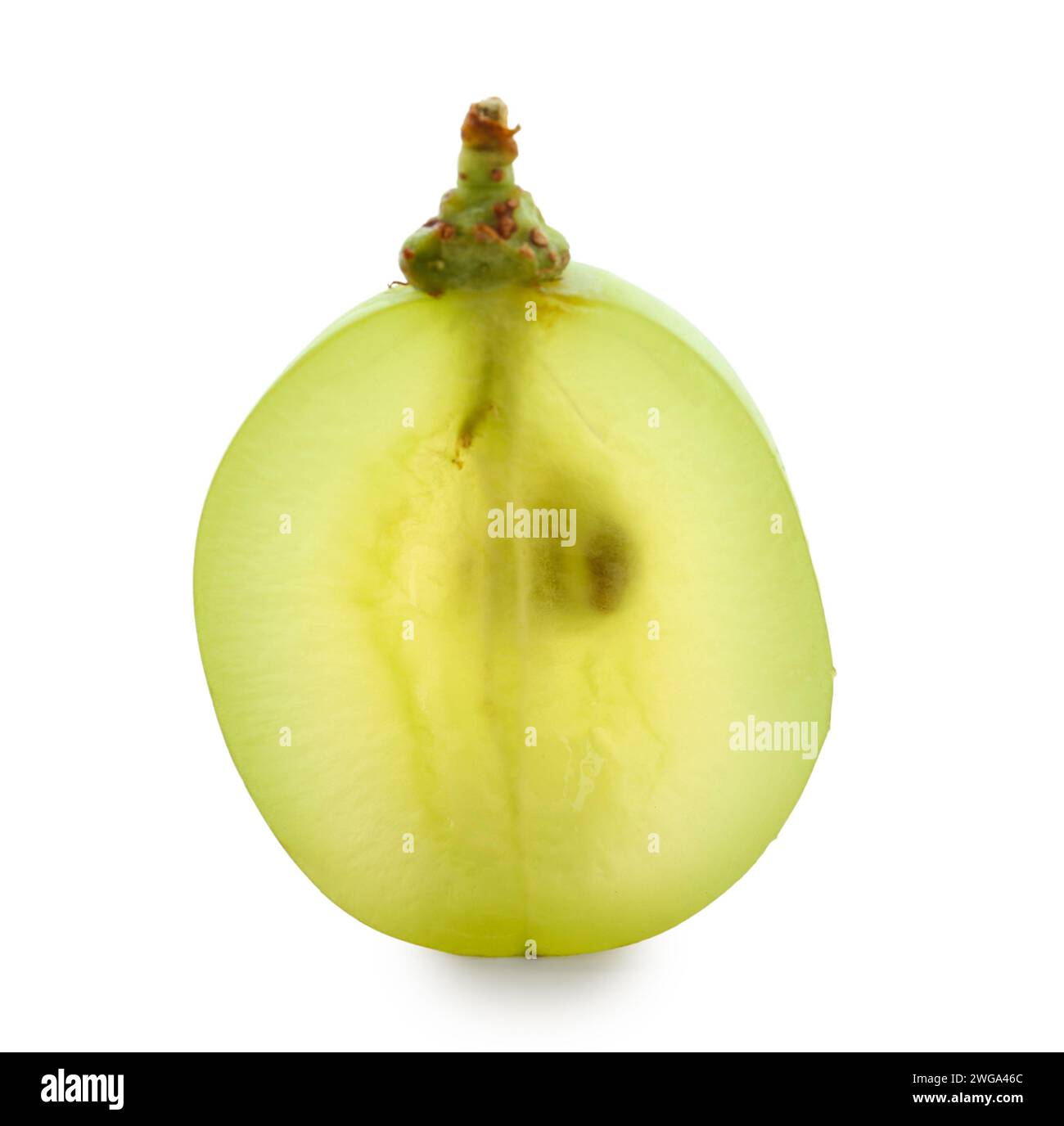 Half of fresh green grape on white background Stock Photo - Alamy