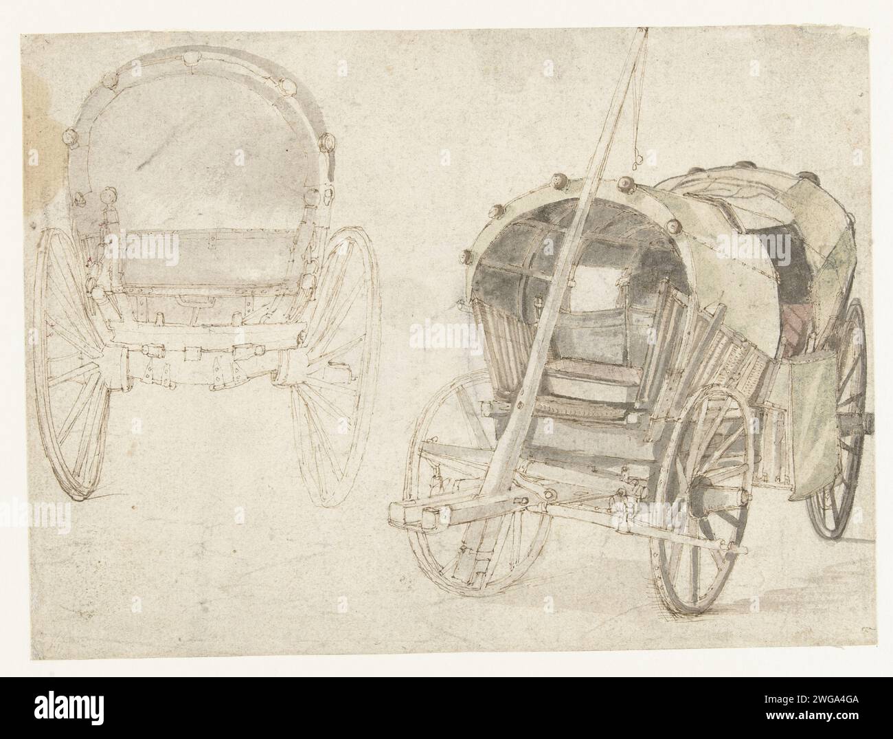 Two Travel Wags, Gilles Neyts, 1633 - 1687 drawing paper. watercolor ...