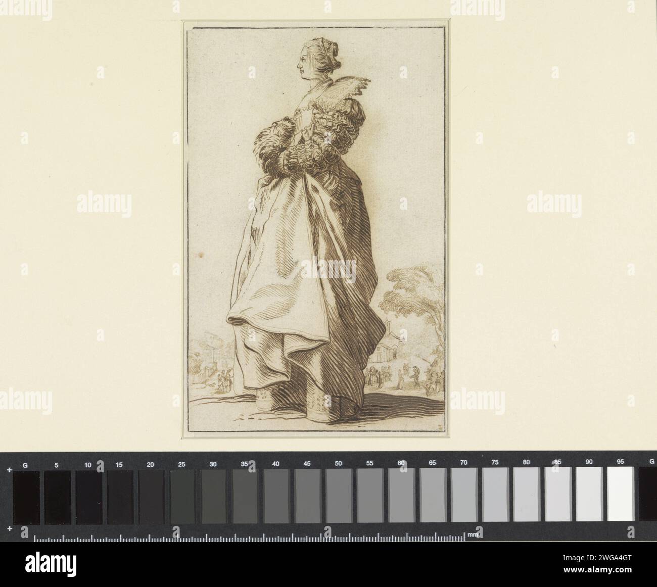 Standing lady, to the left, Antoon Overaet, After Jacques Callot, 1730 ...