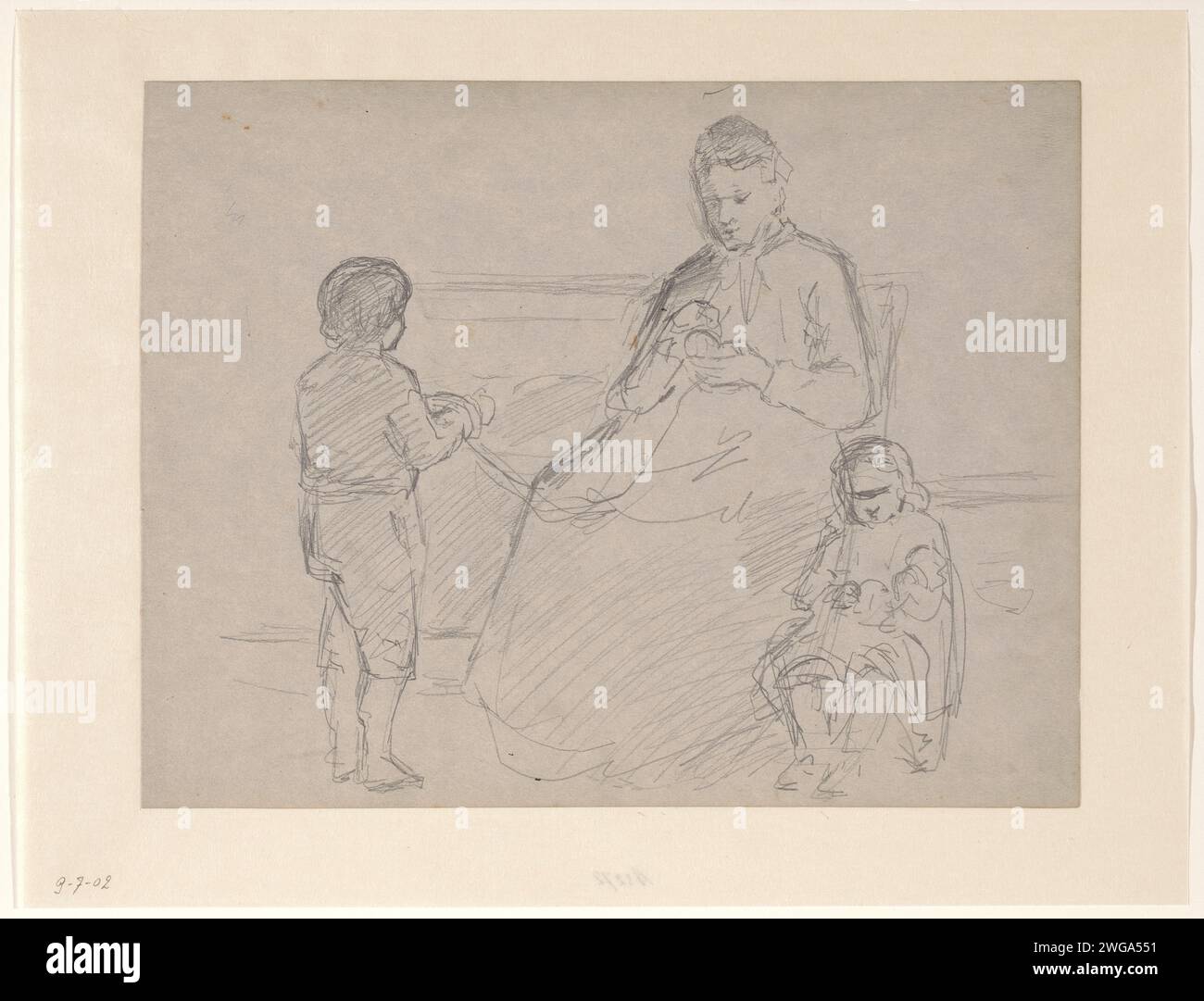 Mother with children, Hendrik Valkenburg, 1836 - 1896 drawing Mother ...