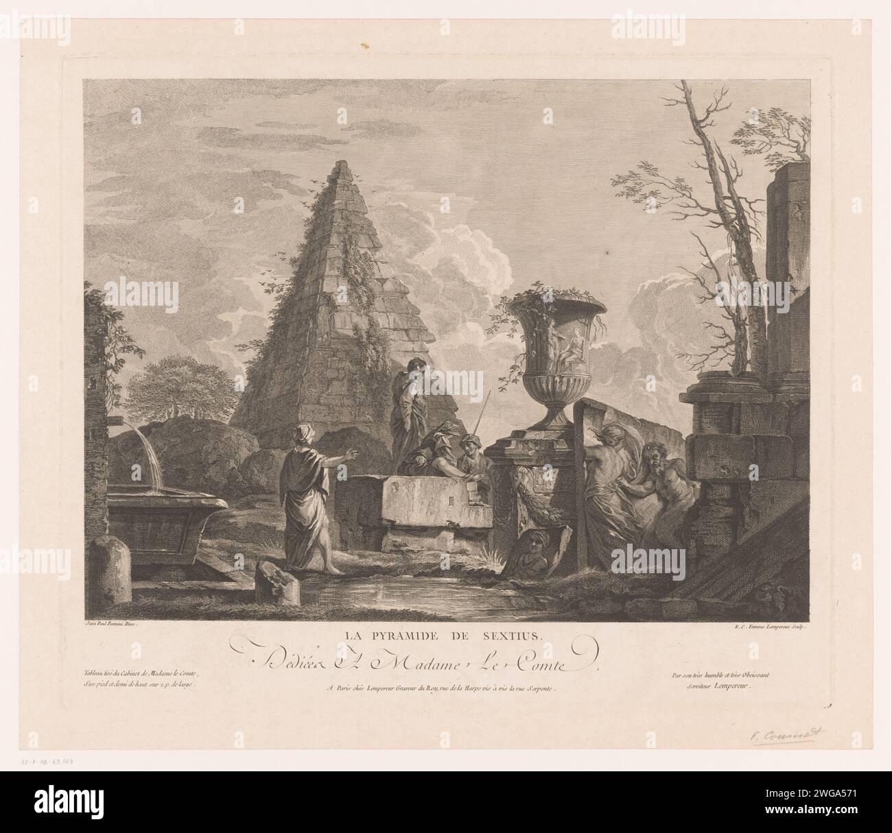 Two women and two men at the Pyramid and Ruins, Cathérine Elise ...