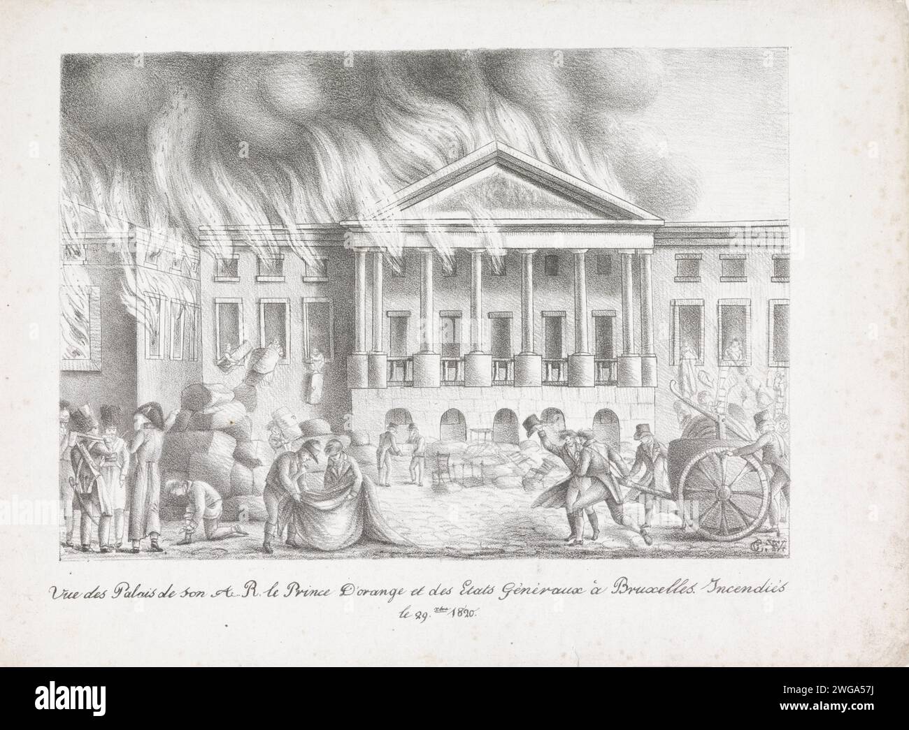 Fire in the Palace in Brussels, 1820, Unknown, 1820 Fire in the Palace ...