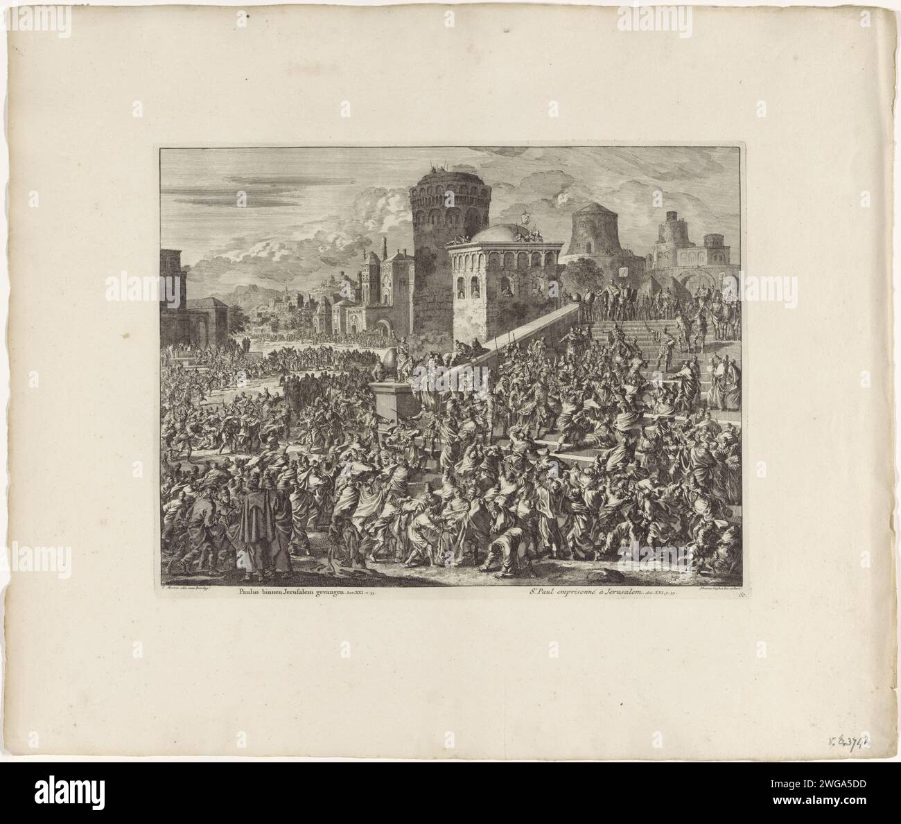 Paulus is captured by Roman soldiers, Jan Luyken, 1708 print Amsterdam ...