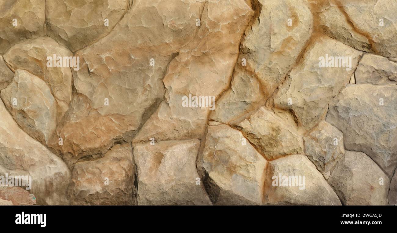 Light coarse natural rock stone background. Mining cliff rough front ...