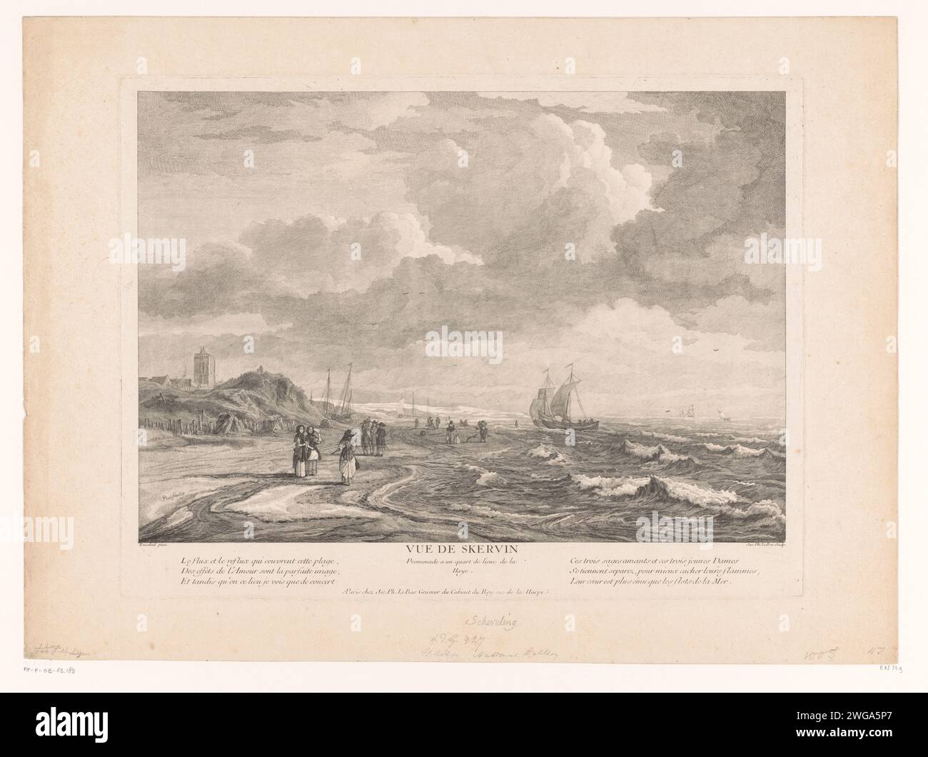 View of the beach of Egmond-Aan-Zee, Jacques-Philippe Le Bas, after ...