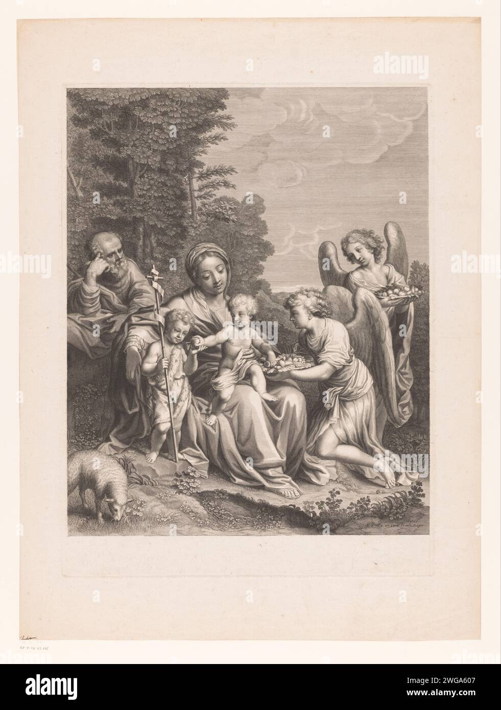 Holy family with Johannes and Engelen, Anonymous, 1650 - 1750 print ...