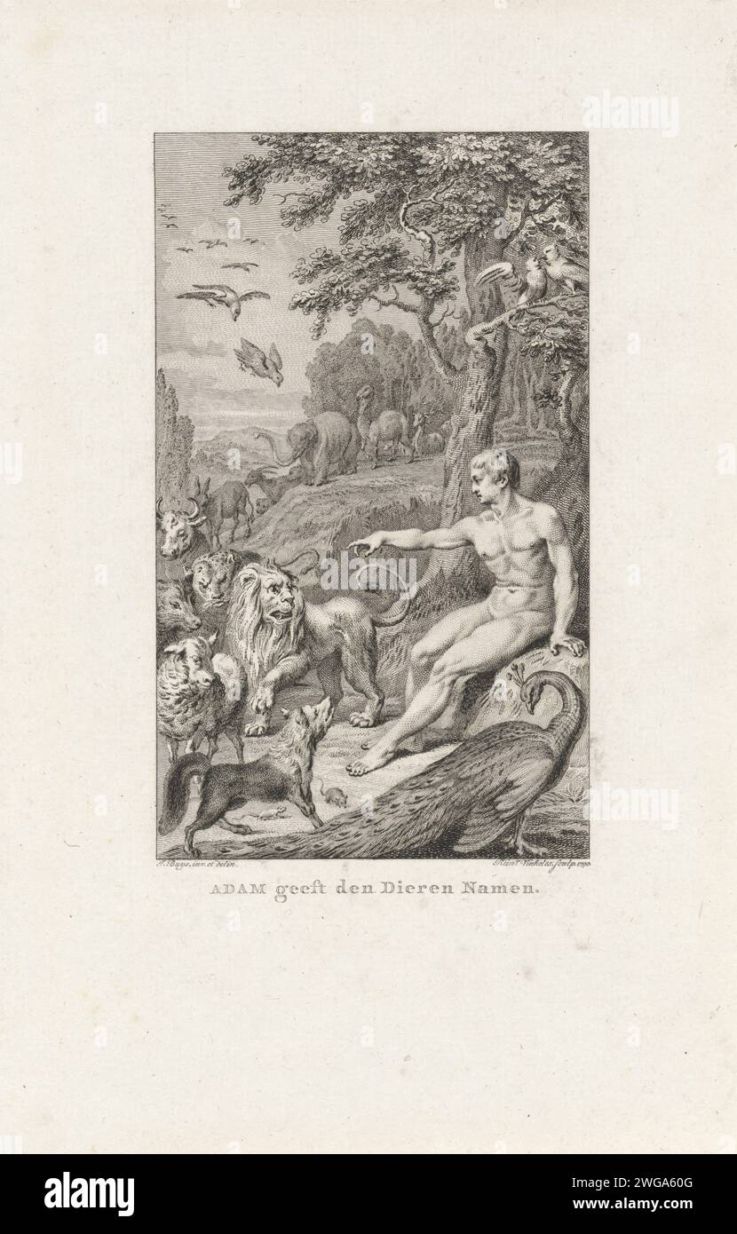 Adam gives the animals their names, Reinier Vinkeles (I), After Jacobus ...