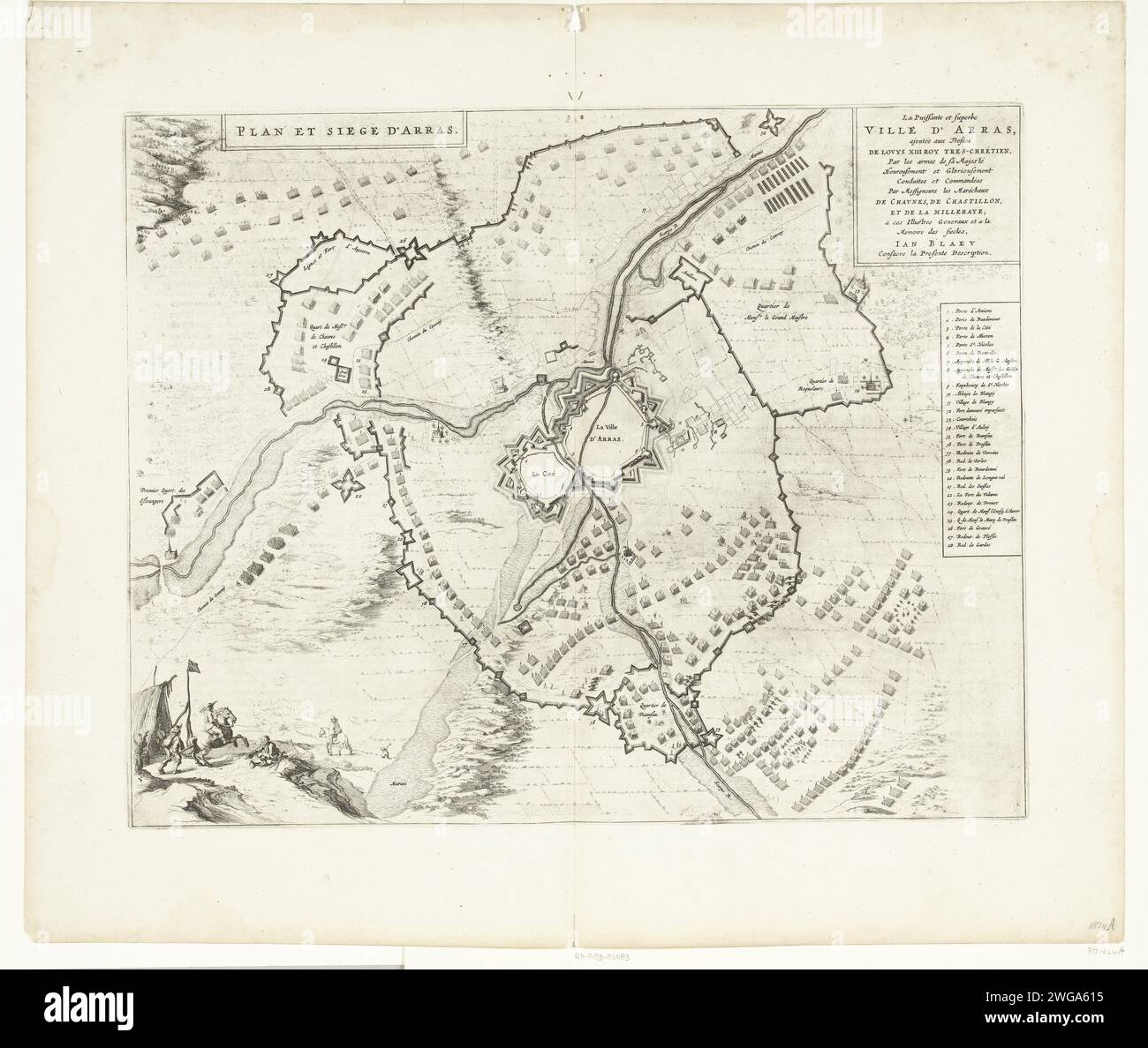Map of the siege of Arras by the French, 1640, 1652 print Map of the ...