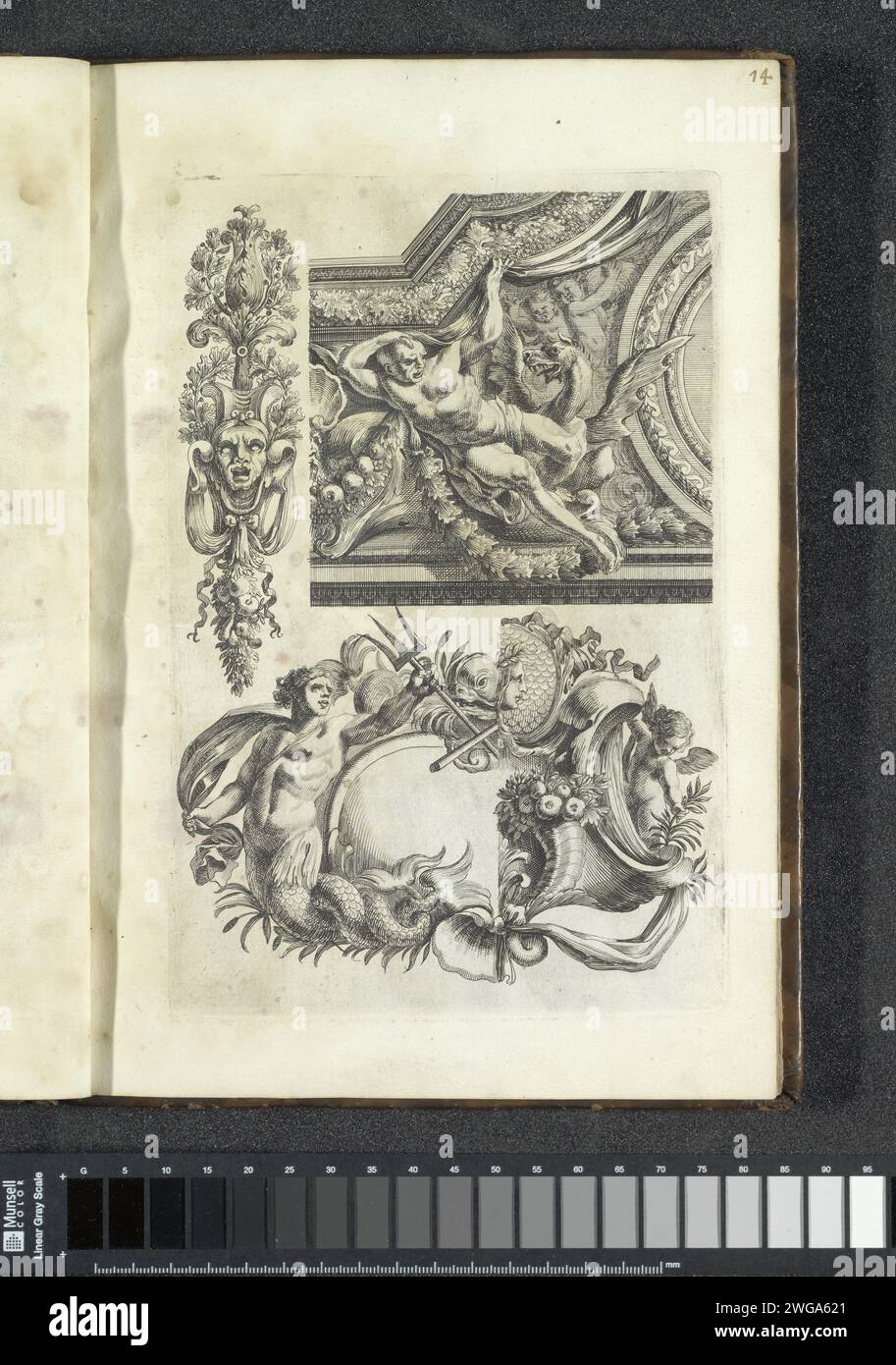 Ceiling and Cartouche with Triton, After 1650 - Before 1678 print At ...