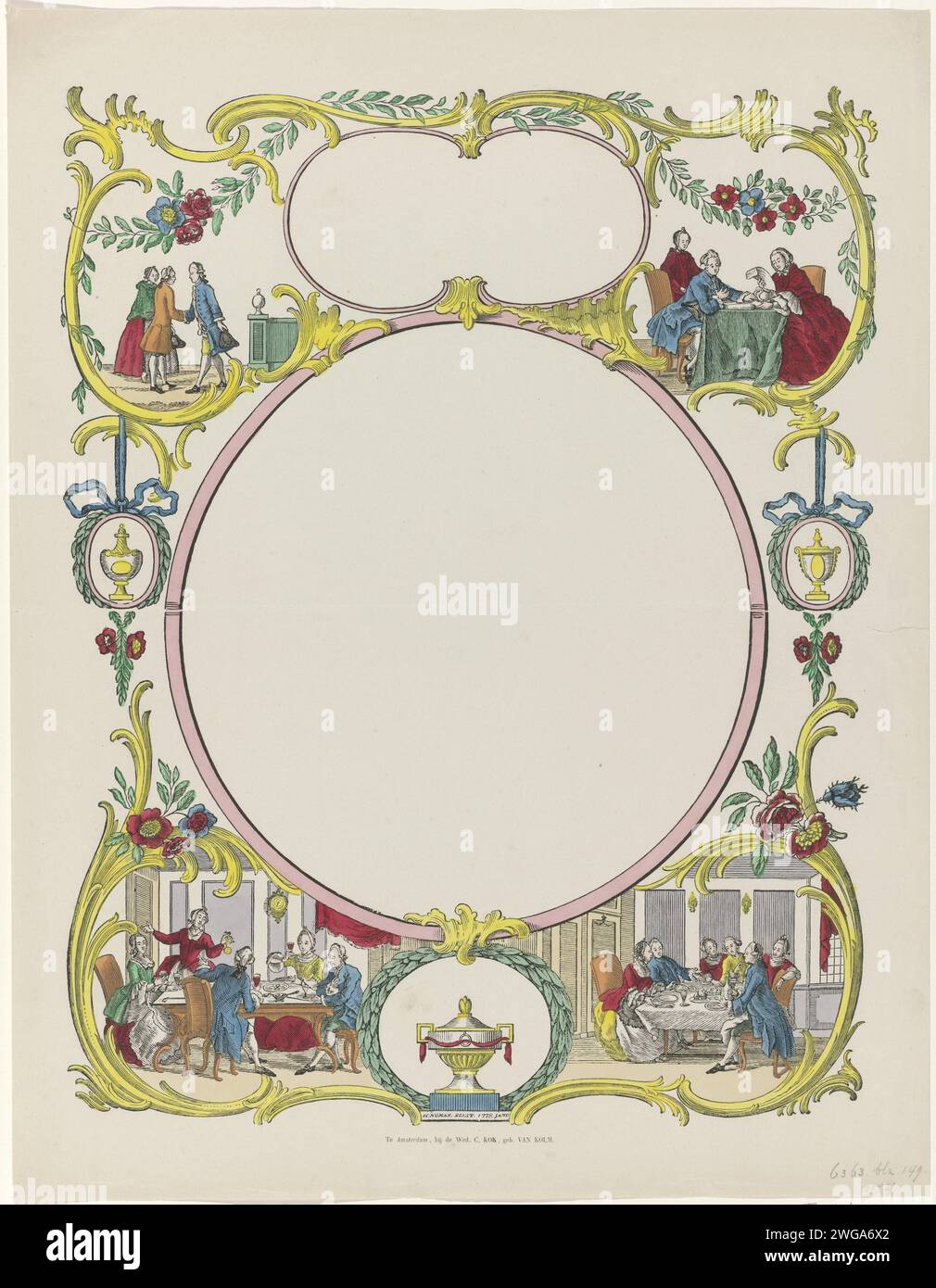 Wish letter with decorative framework, widow C. Kok -van Kolm, 1800 ...