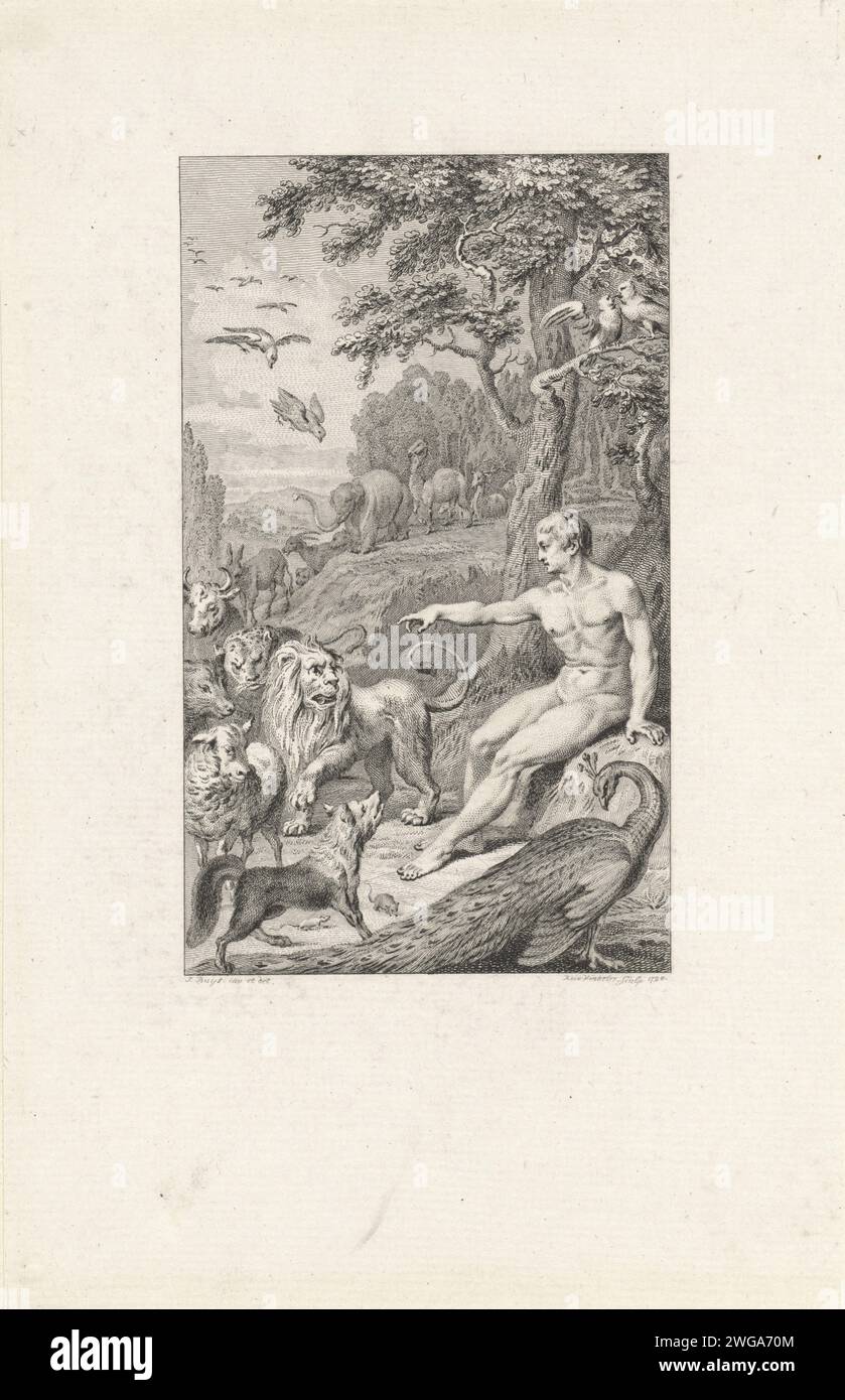 Adam gives the animals their names, Reinier Vinkeles (I), After Jacobus ...