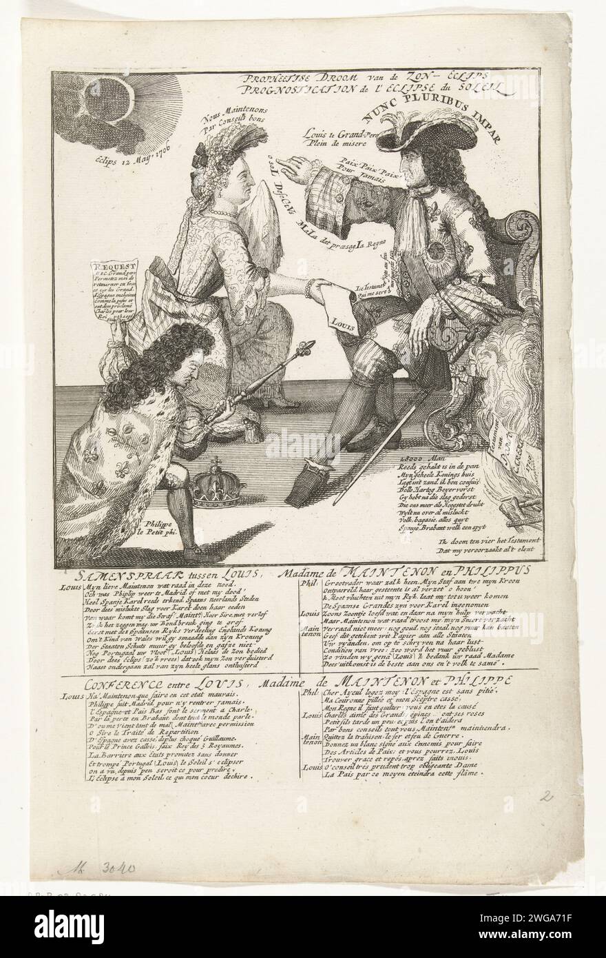 Madame de Maintenon and Philip V Kneeling for Louis XIV, 1706, 1706 ...