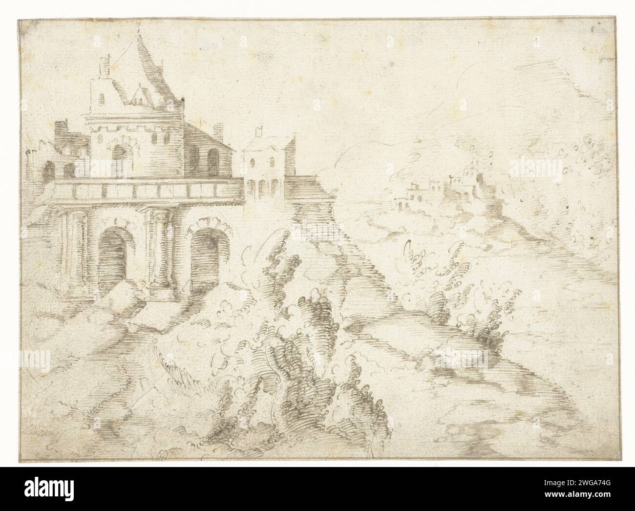 Landscape with round tower on a plateau, Aertgen Claesz van Leyden ...