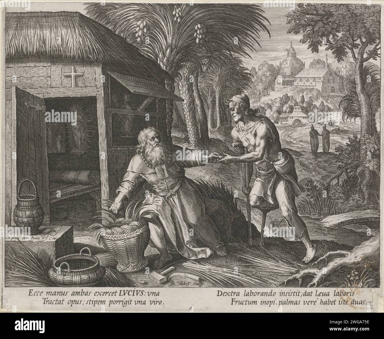 Holy Lucius as a recluse, Johann Sadeler (I), After Maerten de Vos ...