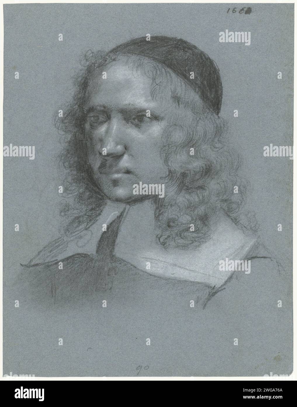 Head of a man with a calot on, 1660 - 1669 drawing Zwolle paper. chalk ...
