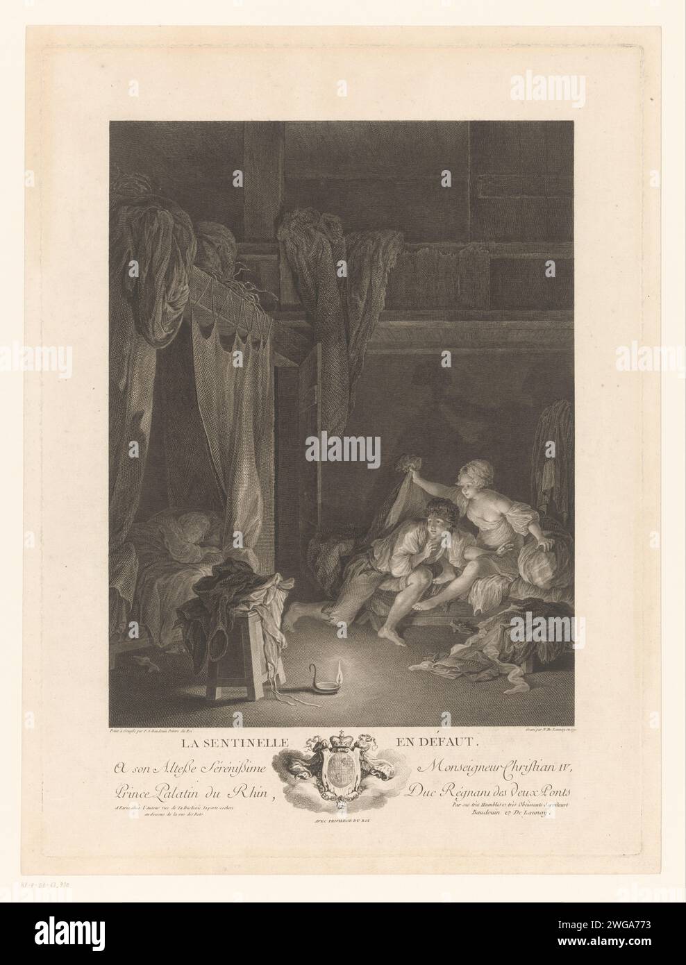 Bedroom interior with creeping young man, Nicolas de Launay (goldsmith ...