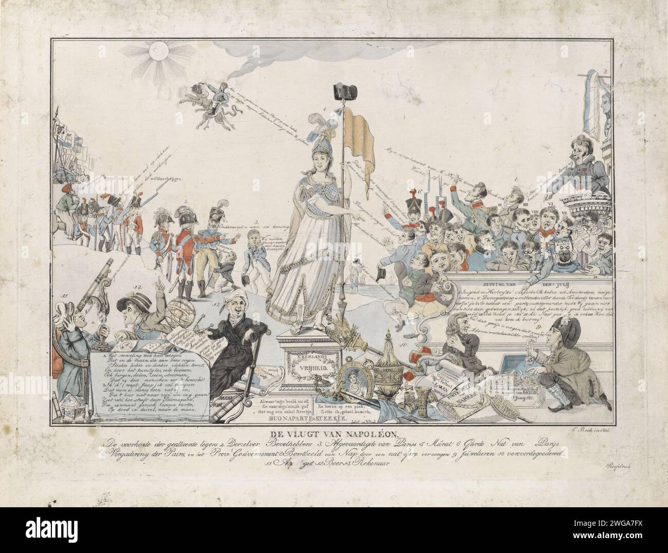 Flight Van Napoleon, 1815, Christoph Wilhelm Bock, 1815 - 1820 print ...