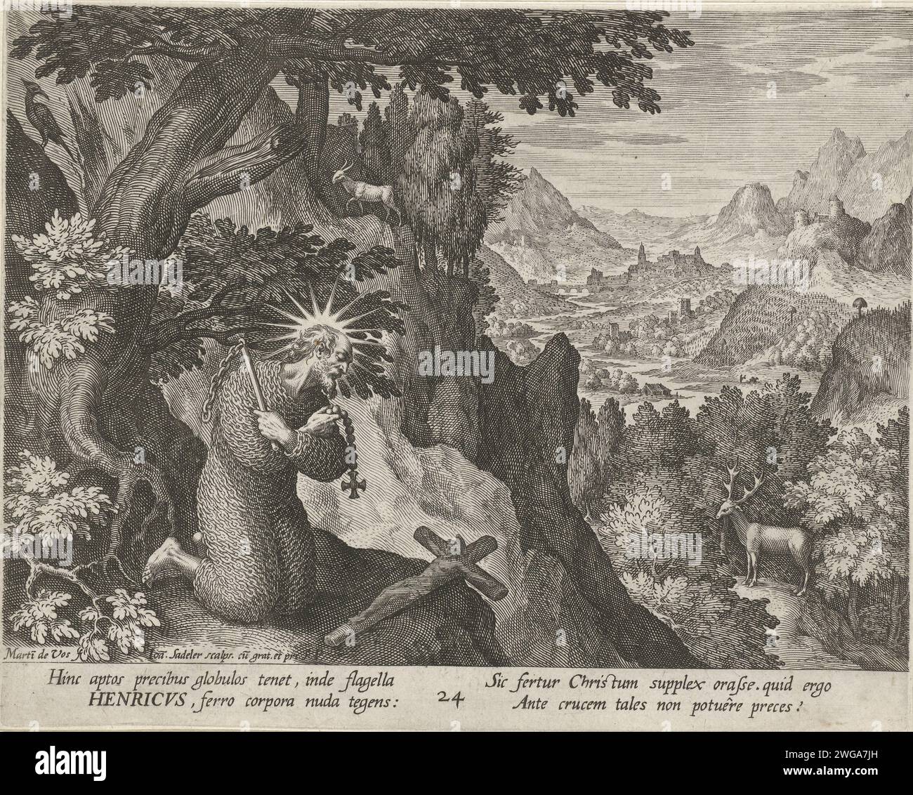 Holy Hendrik van Cocket as a recluse, Johann Sadeler (I), After Maerten ...