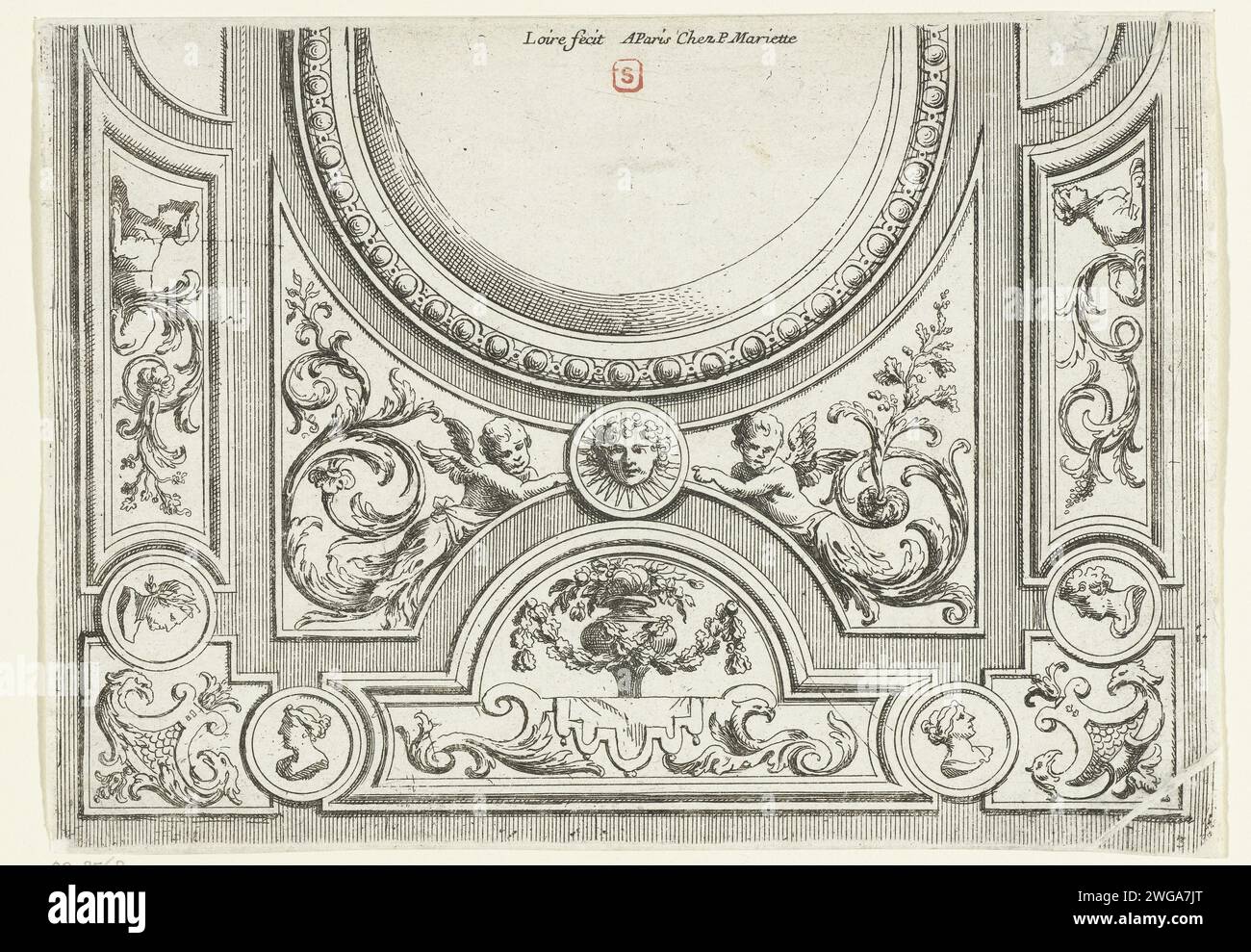 Half of rectangular ceiling, 1634 - 1716 print In the middle an empty ...