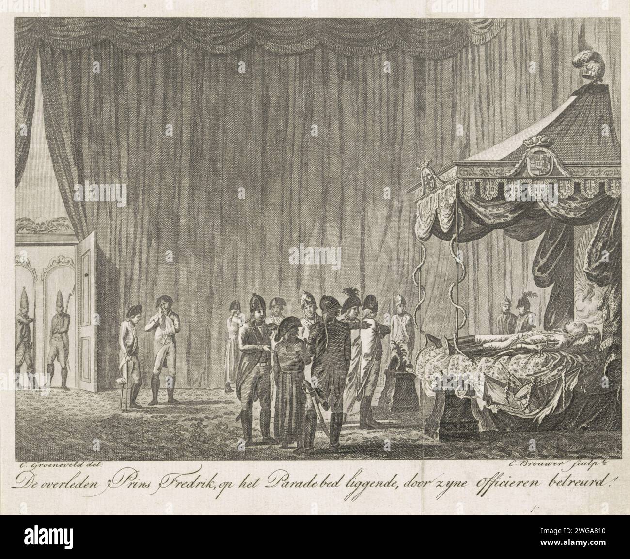 Paradebed of Prince Frederik, 1799, Cornelis Brouwer, After Cornelis ...