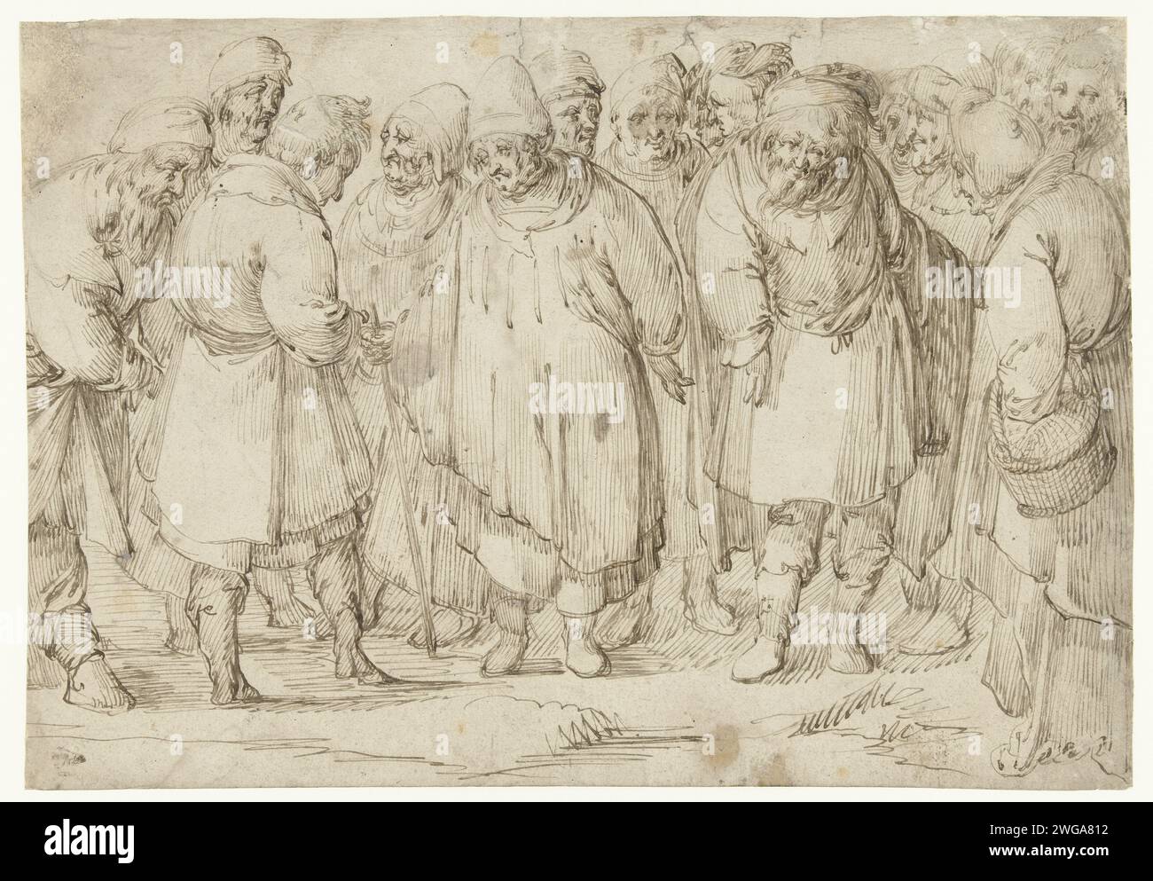 Study sheet with 16 standing figures, Nicolaes de Bruyn (attributed to ...