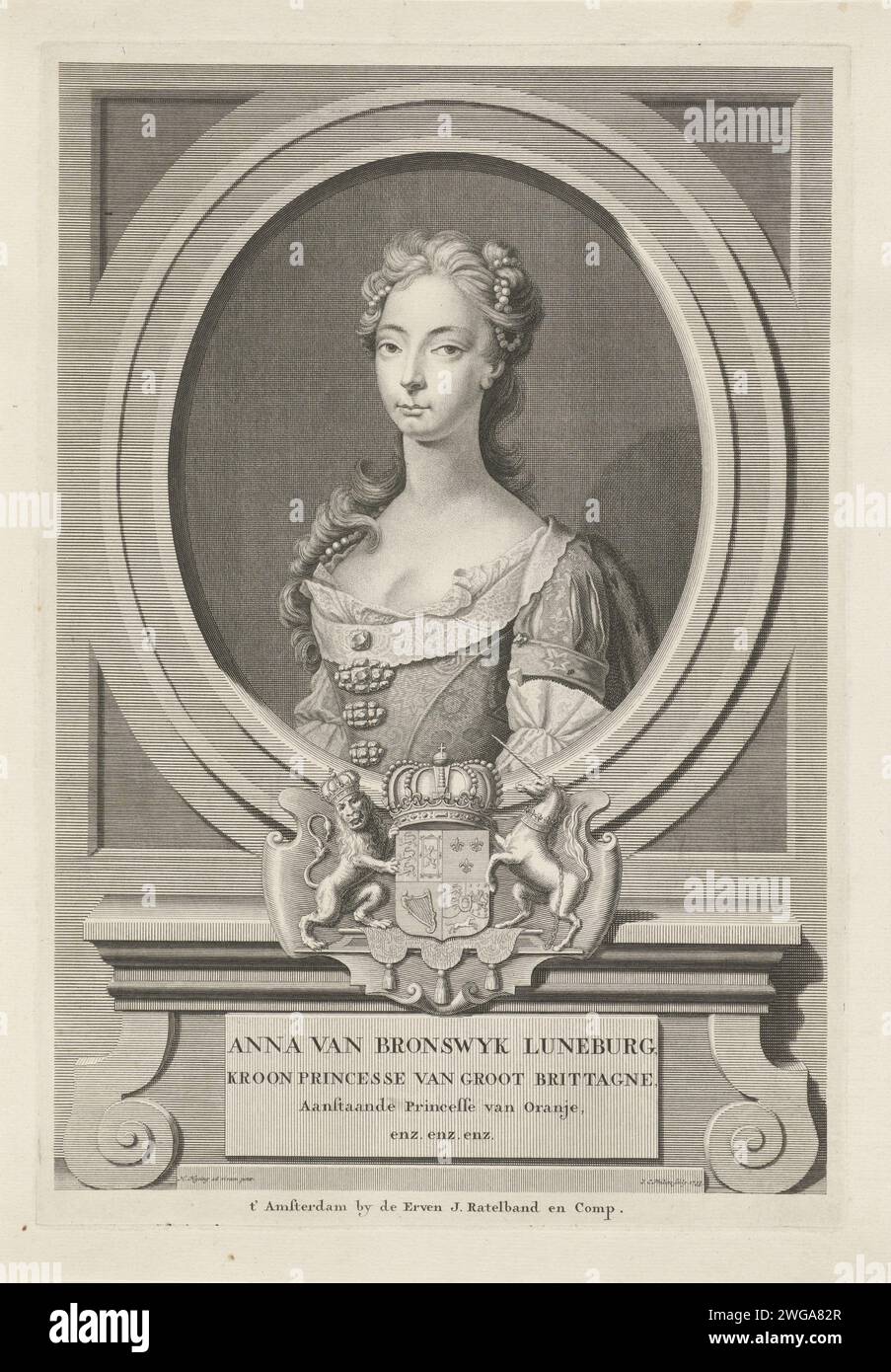 Portrait of Anna van Hannover, future princess of Oranje-Nassau, Jan ...