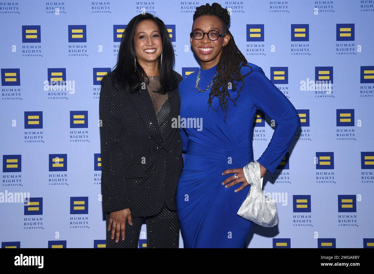 New York, USA. 03rd Feb, 2024. (L-R) Becky George and Kelley Robinson ...