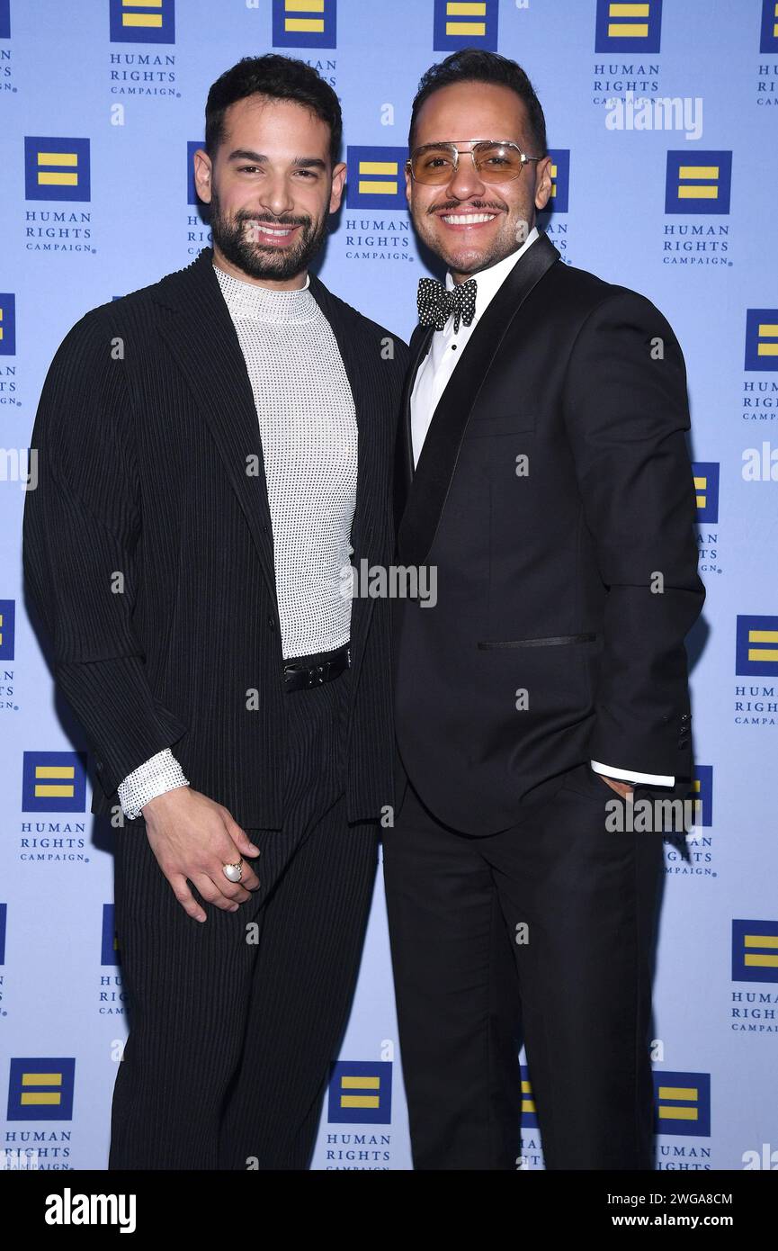 New York, USA. 03rd Feb, 2024. (L-R) Johnny Sibilly and Juan Torres ...