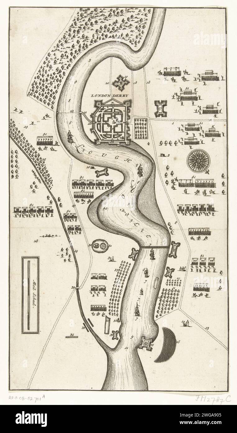 Map of the siege of Londonderry, 1689, 1689 print Map of the siege of ...