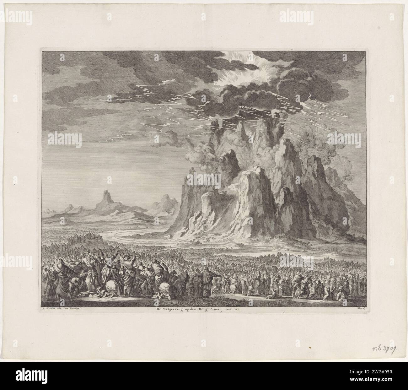 Legislation on Mount Sinai, Jan Luyken, 1708 print Moses speaks with ...